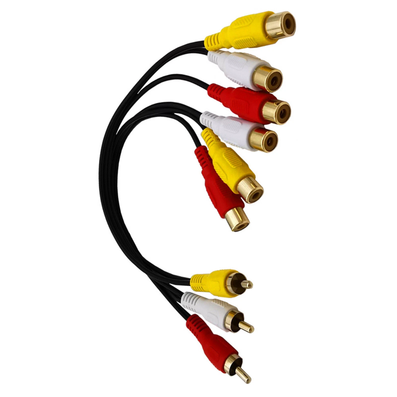 ELARA- 1Ft 3 Rca Male Jack To 6 Rca Female Plug Splitter Audio Video Av ...