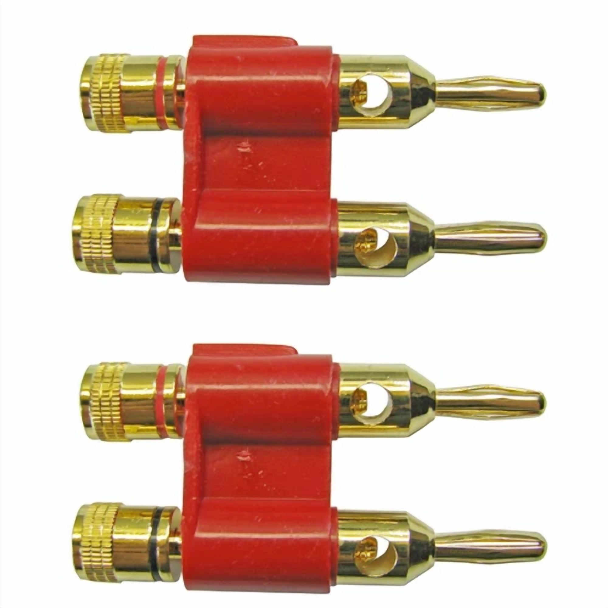 ELARA- 2 Gold Dual Banana Amplifier Speaker Cable Connector Male Plugs ...