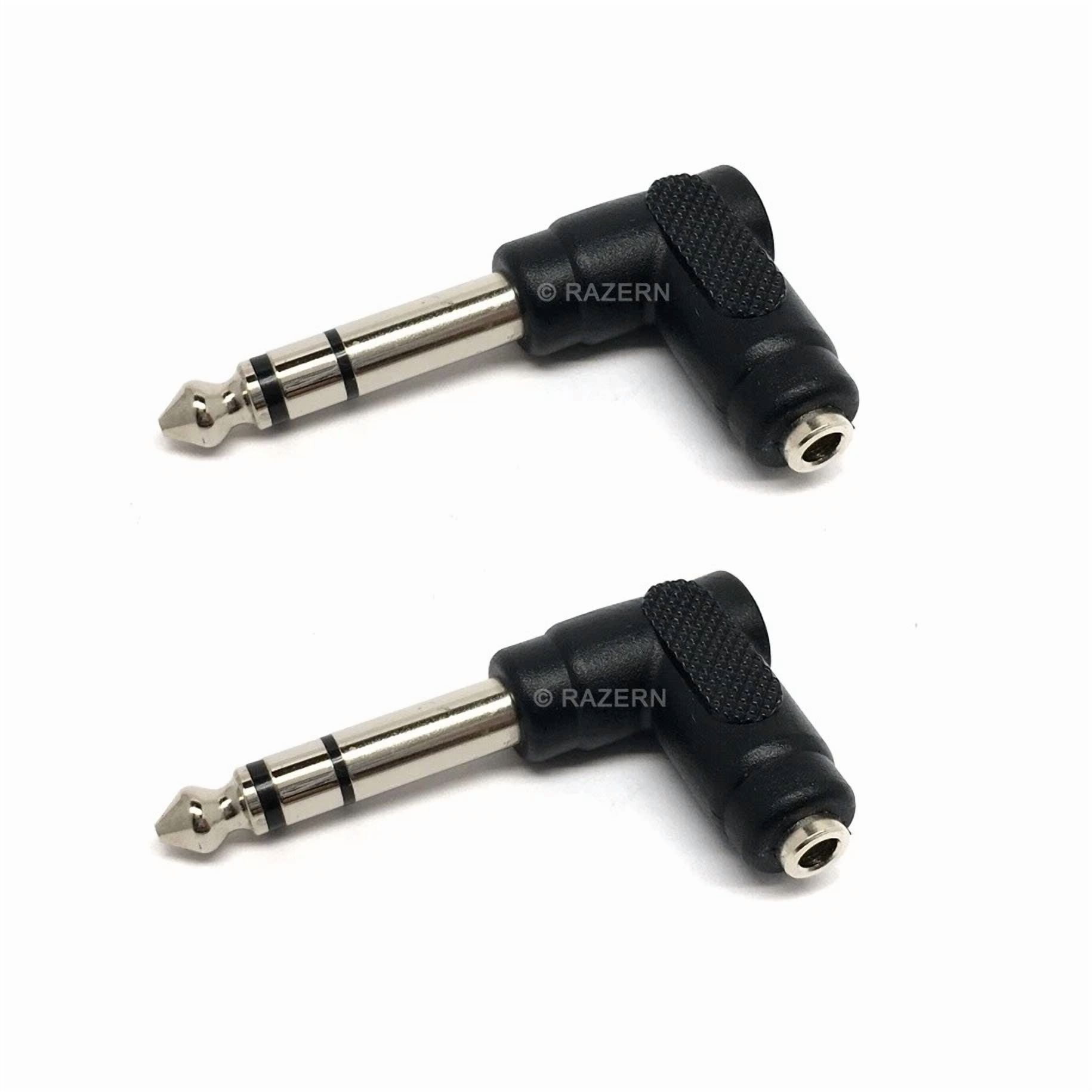 ELARA- 2-Pack Stereo 1/4" Male Plug To 3.5Mm 1/8" Female Jack Angle Elbow Cable Adapter ...