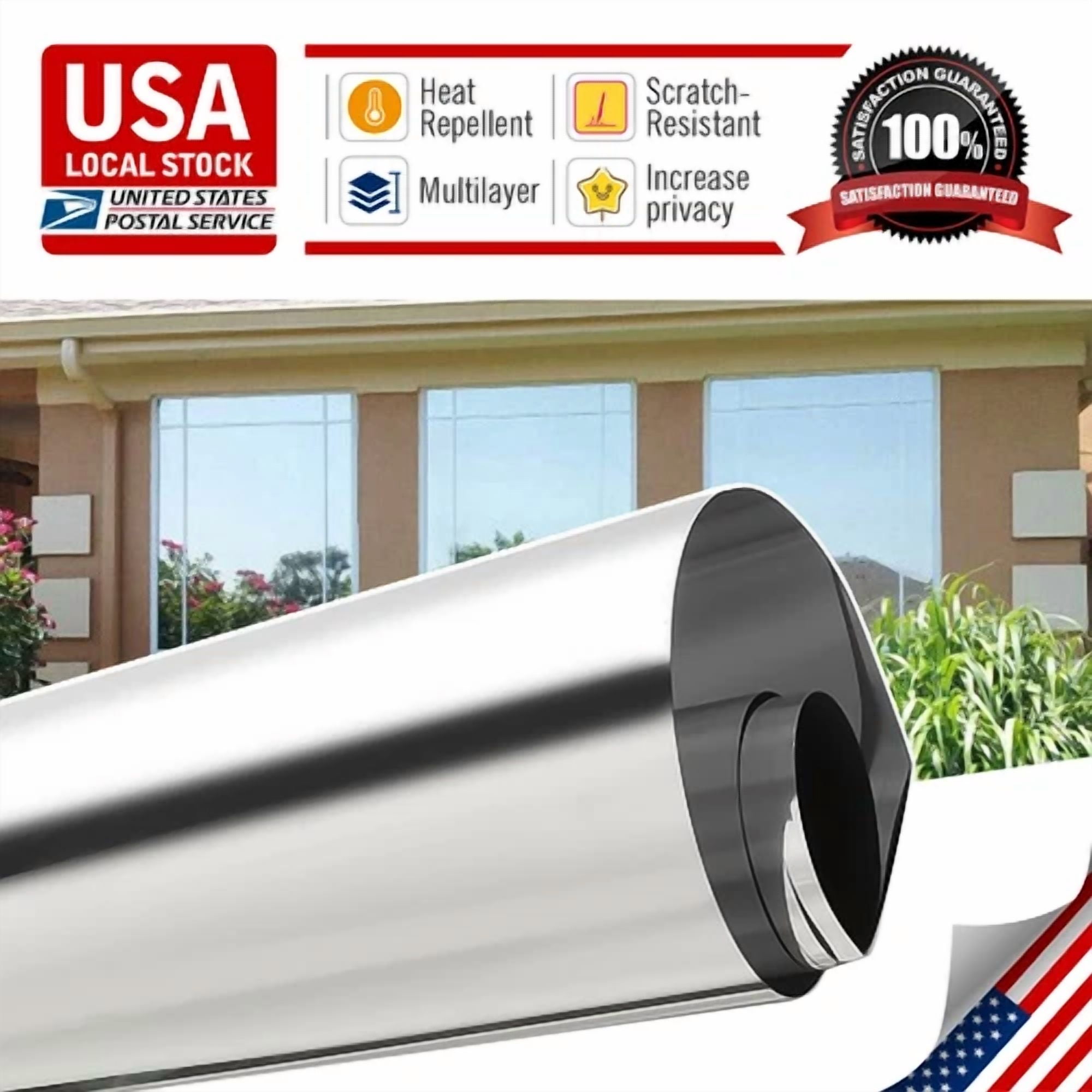 ELARA- 20" X10Ft Uncut Roll Window Mirror Silver Chrome Tint Film New Home Office Glass ...