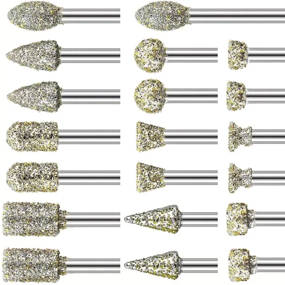 ELARA- 20Pcs 3Mm Rougher Surface Rotary Diamond Burr Drill Bits ...