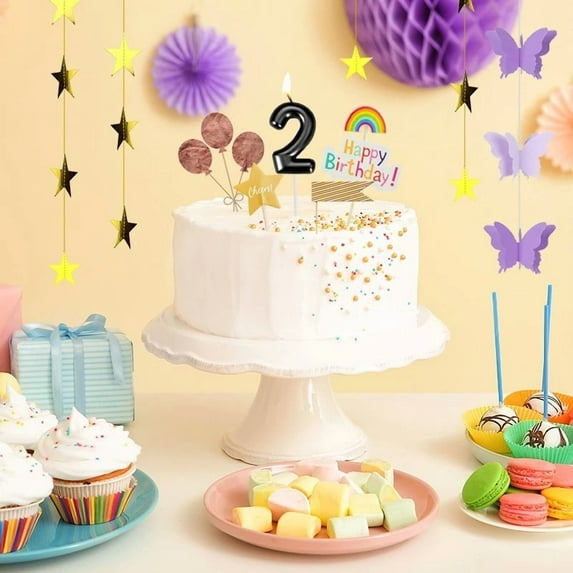 ELARA- 22Th Birthday Candles, Arc-Shaped Number Candles, Black 3D ...