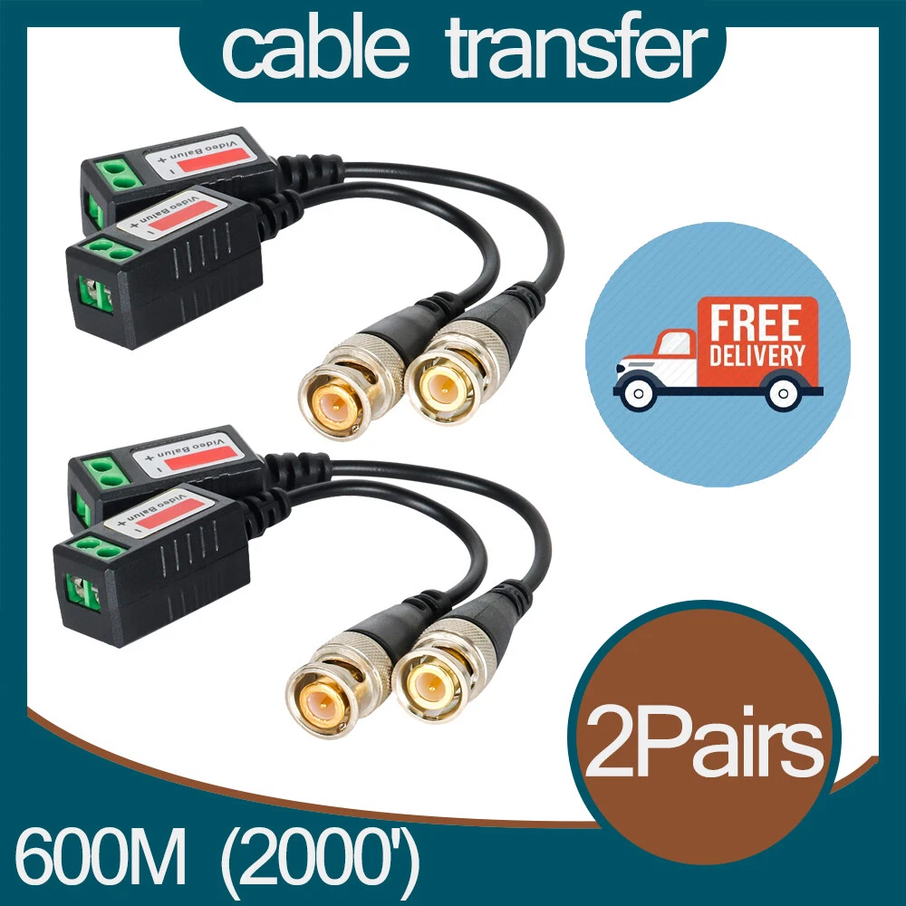 ELARA- 2Pairs Bnc Video Balun Passive Connector Cctv Camera Coaxial ...