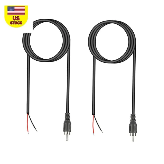 ELARA- 2Pcs Rca Male Plug Jack To Bare Wire Cable For Cd Dvd Player ...