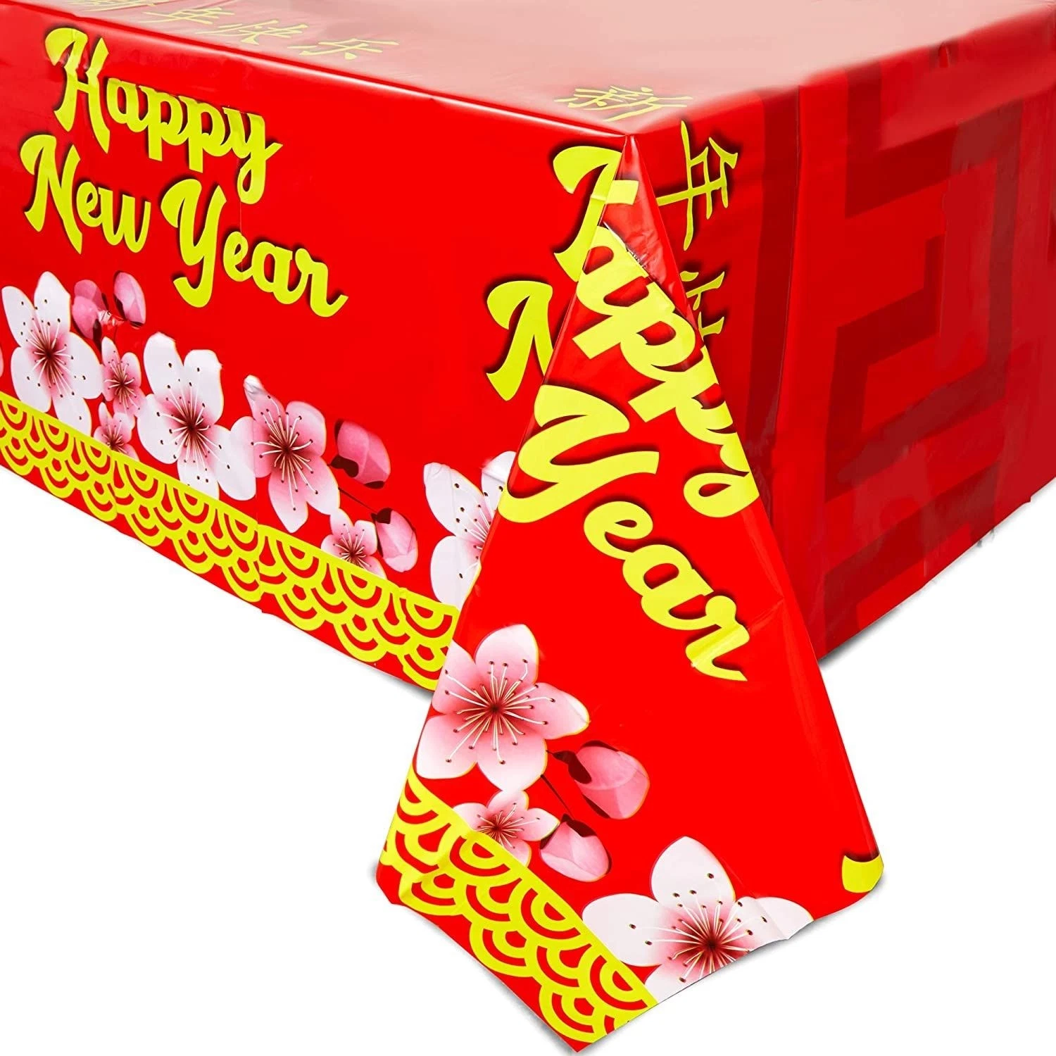 ELARA- 3X Chinese Lunar New Year Red Plastic Tablecloth For Holiday ...