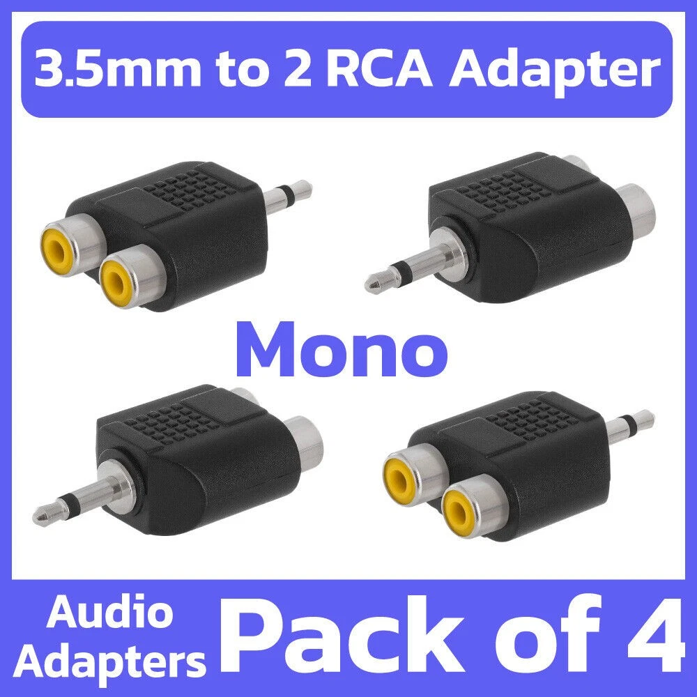 ELARA- 4 Pack 3.5Mm To 2 X Female Rca Mono Adapter Male To Female Audio ...