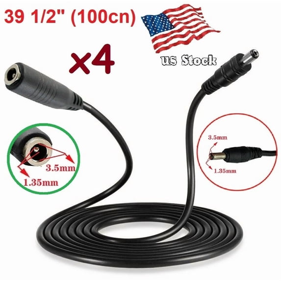 ELARA- 4-Pack 40In Dc Power 3.5X1.35Mm Male-To-Female Molded Connector ...