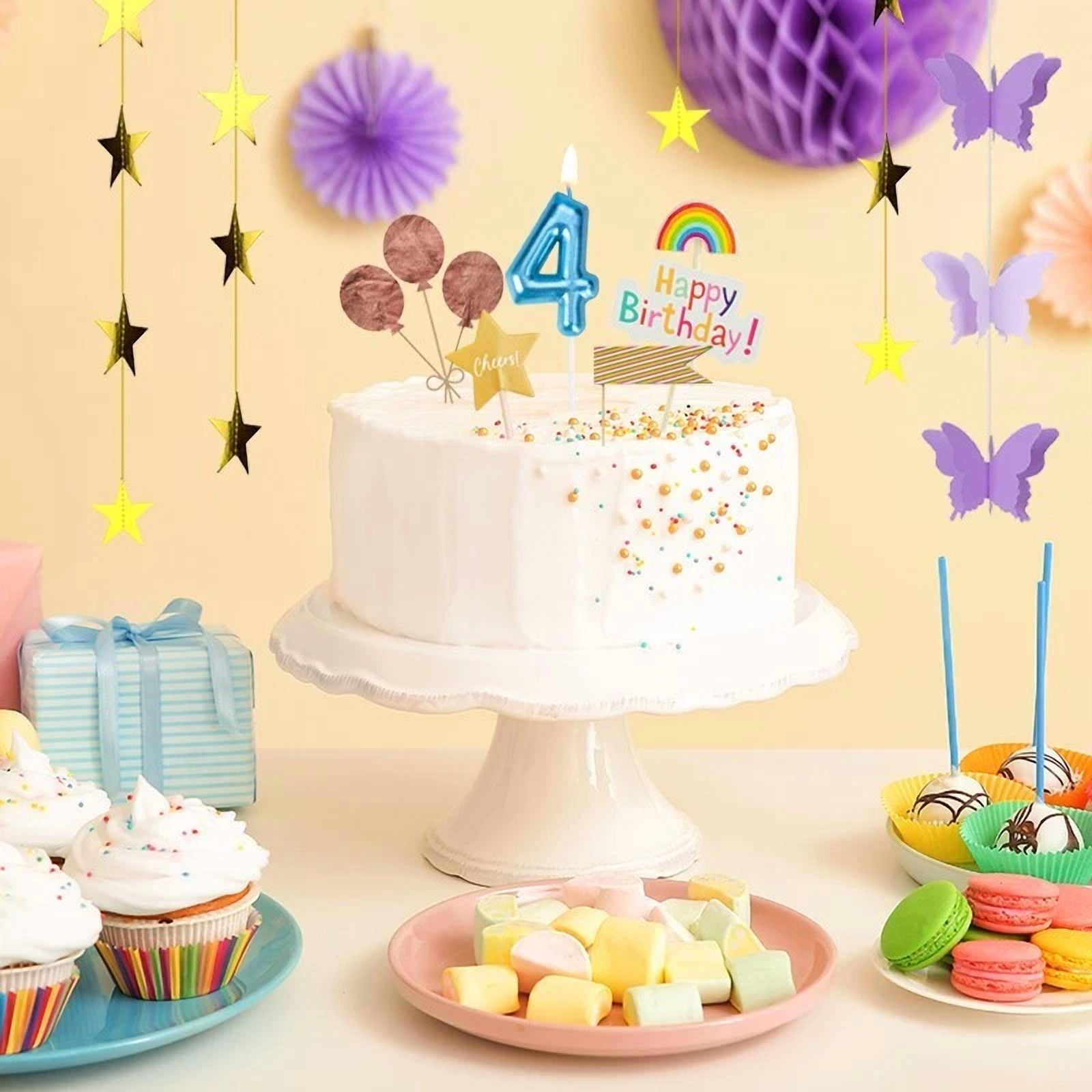 ELARA- 45Th Birthday Blue Arc Number Candles Birthday Cake Candle ...