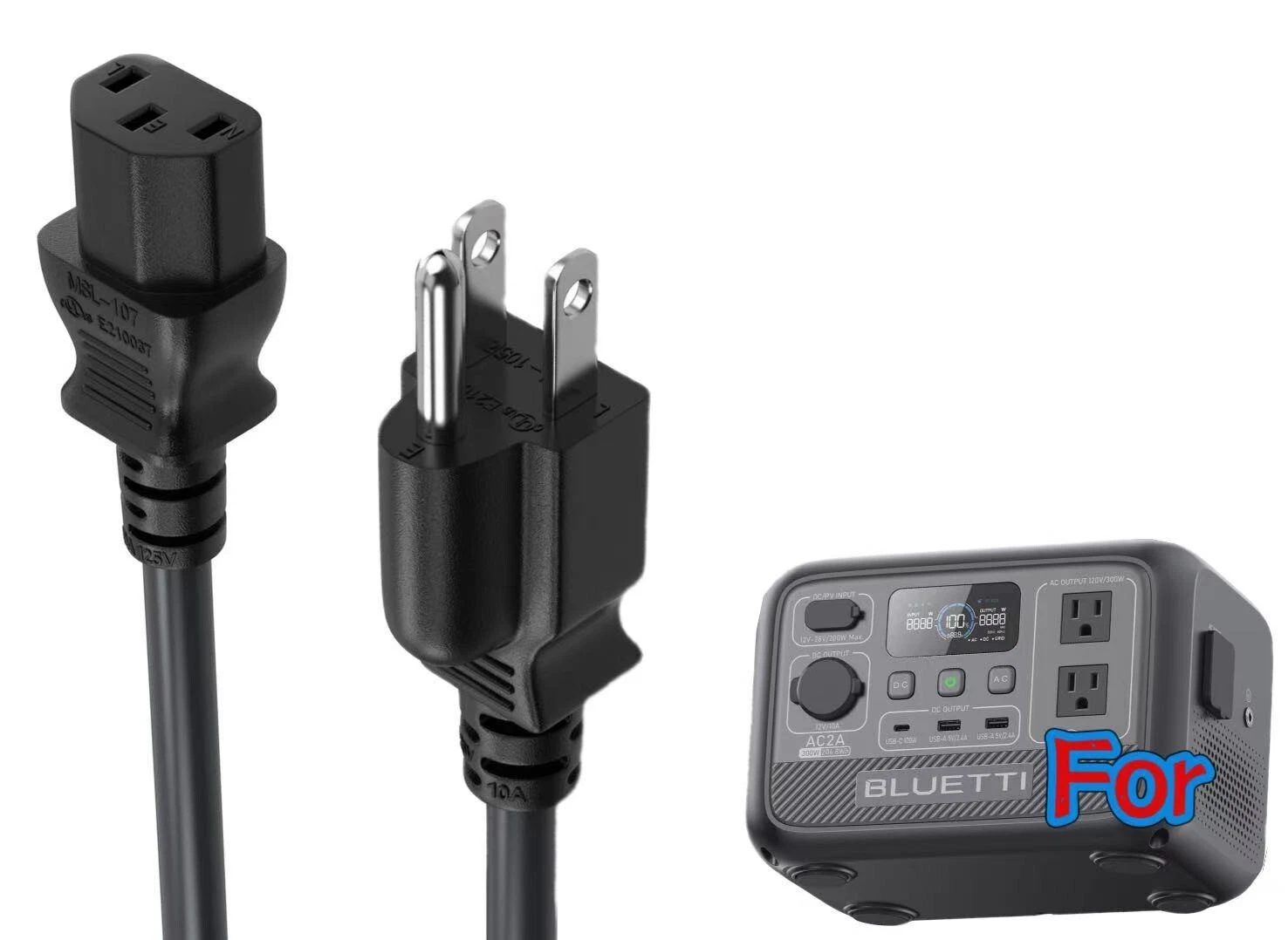 ELARA- 5Ft Power Cord Cable For Bluetti Ac2A Portable Power Station ...