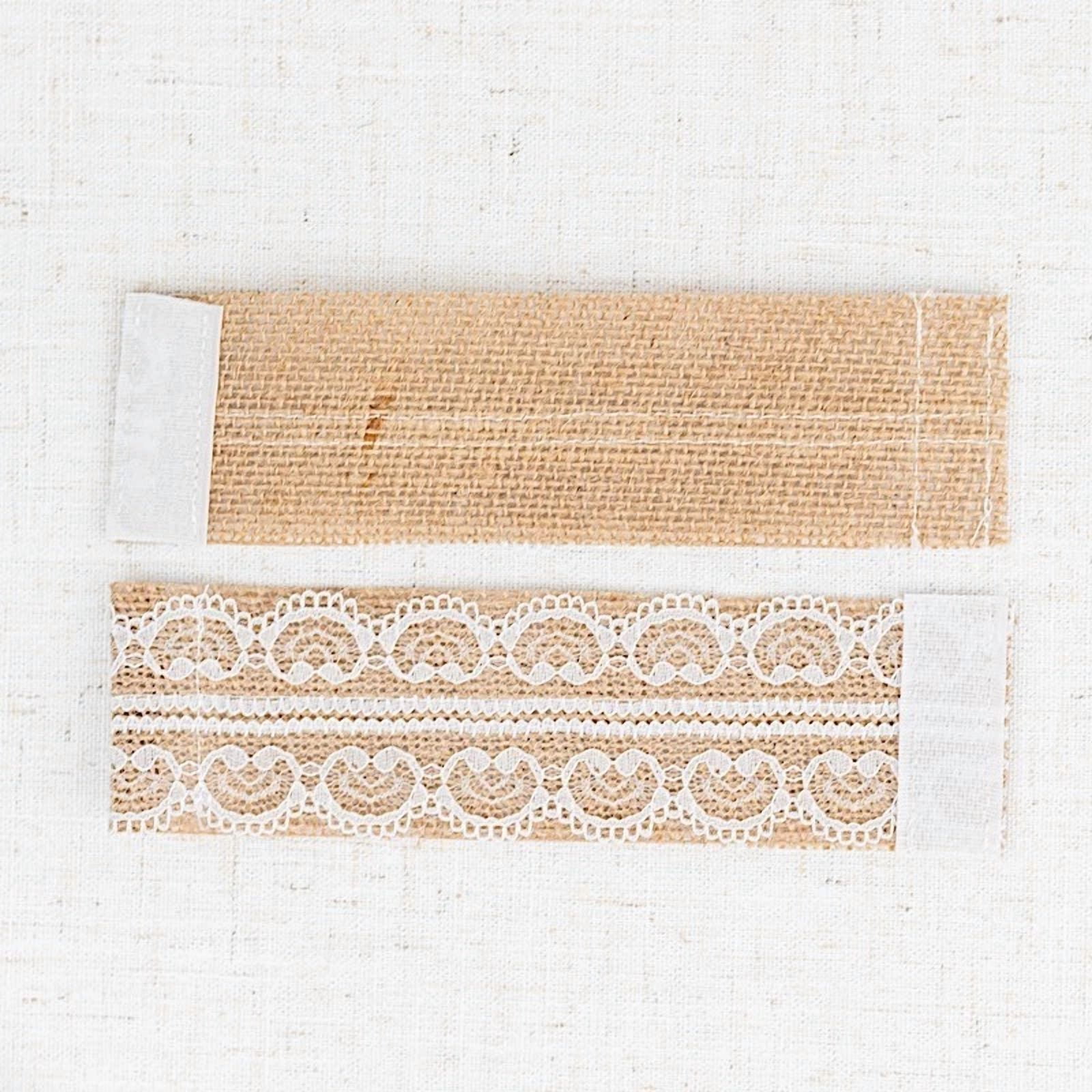 ELARA- 6 Natural White Rustic Jute Lace Fabric Napkin Rings Party ...