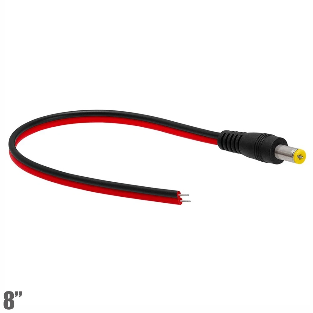 ELARA- 8" Cctv Male Power Pigtails Plug Lead Coax Cable Connector For ...