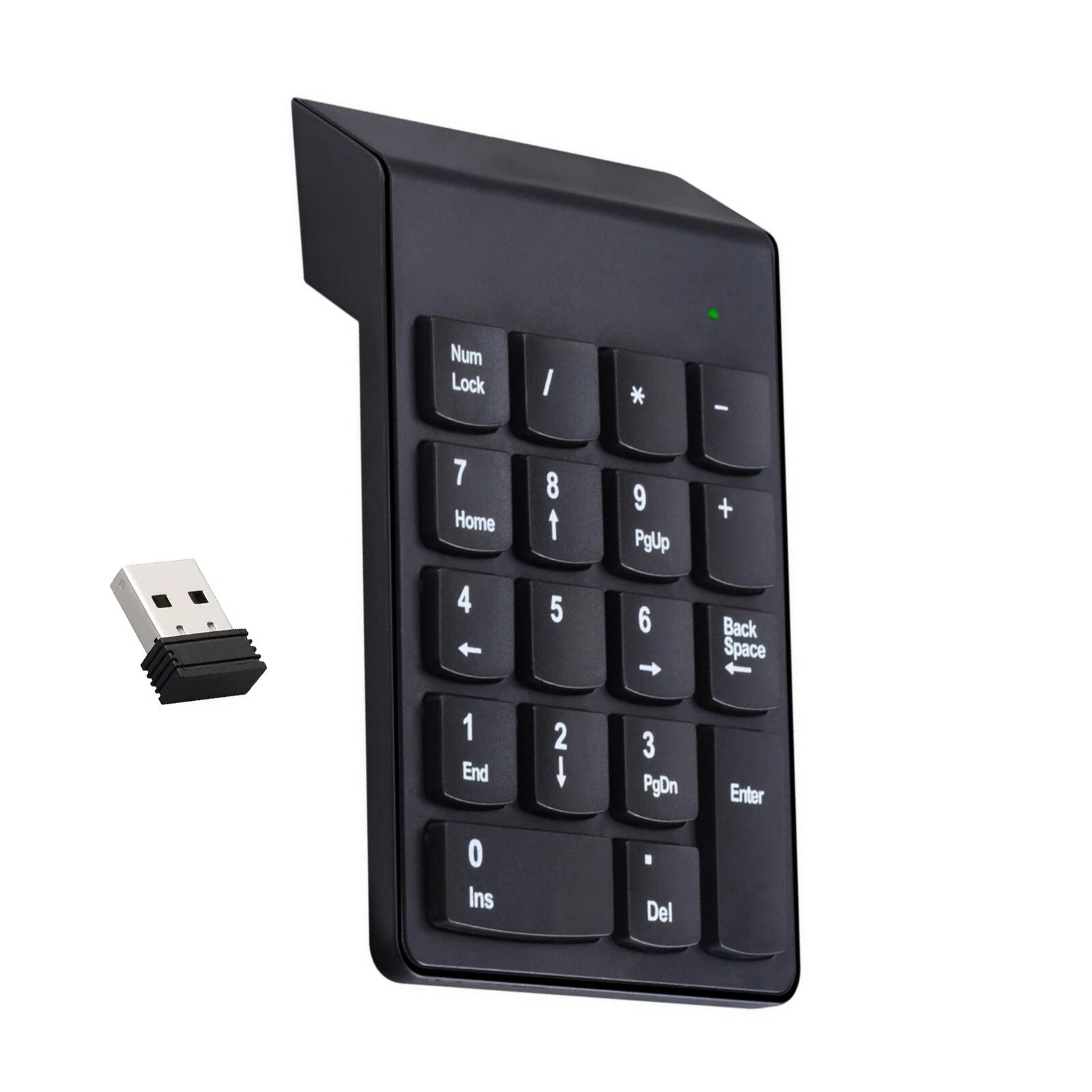 ELARA- Black 18-Key Wireless Number Keyboard W/2.4Ghz Usb Receiver Auto ...