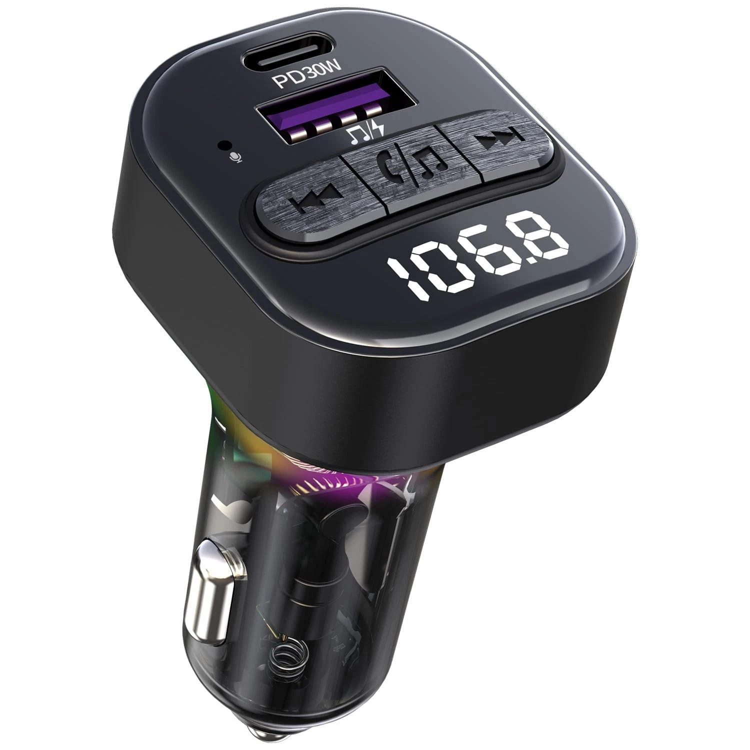 ELARA- Bluetooth 5.3 Fm Transmitter For Car, Bluetooth Car Adapter With ...