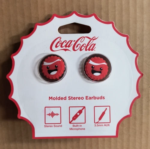 ELARA- Coca-Cola Molded Stereo Earbuds Stereo Sound Built-In Microphone ...