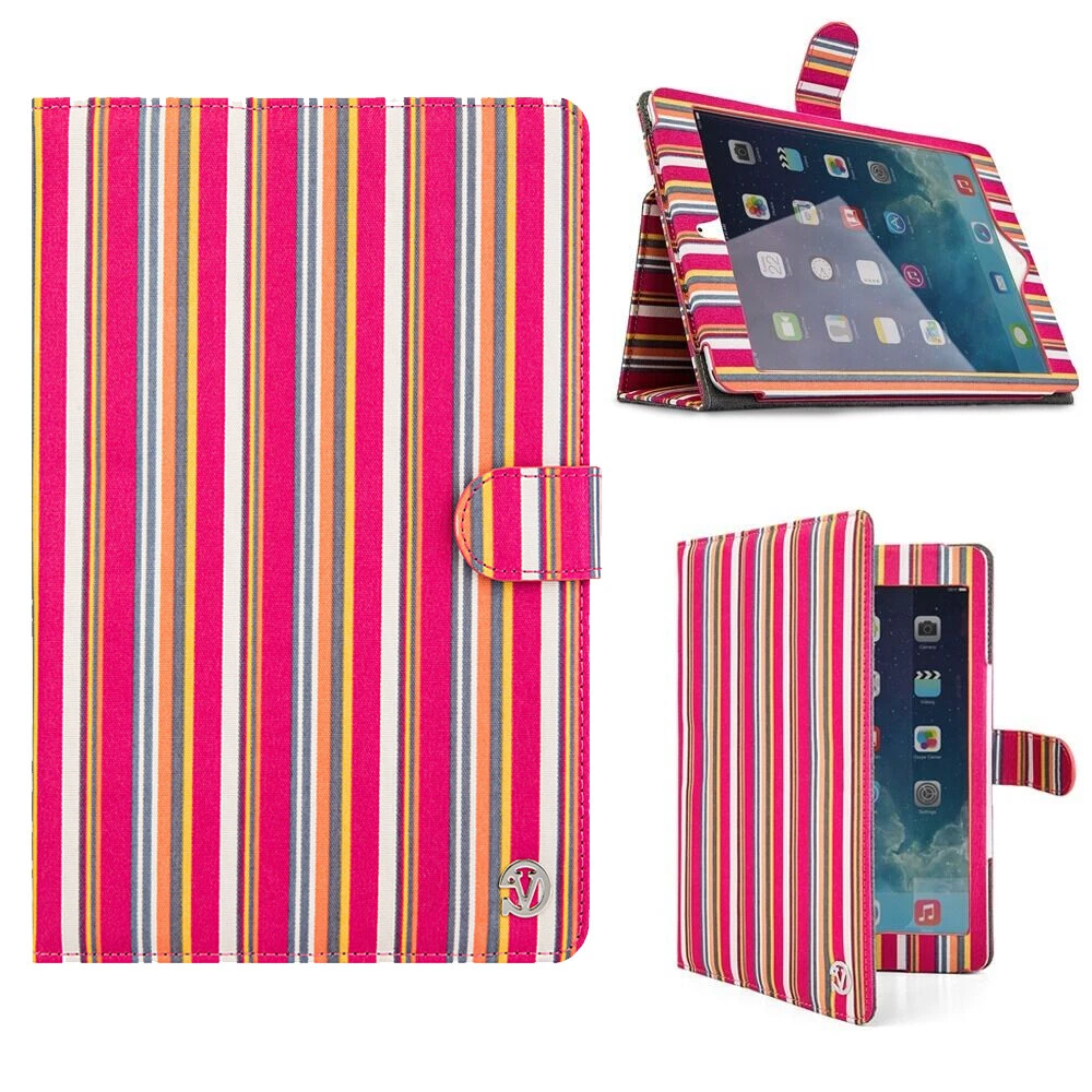 ELARA- Colorful Striped Portfolio Flip Leather Smart Stand Case Cover ...