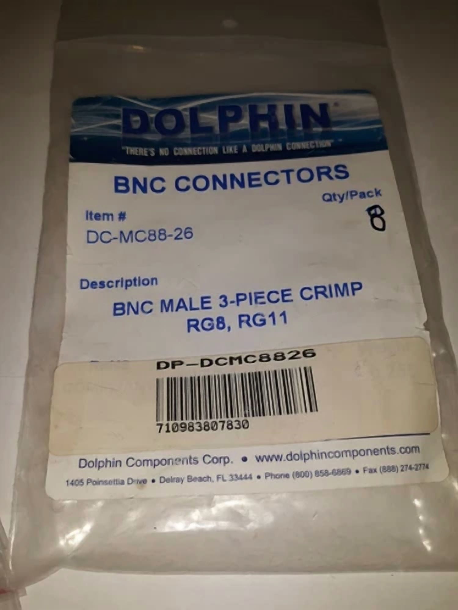 ELARA- Dolphin Components Corp Dc-Mc88-26 Cable Coupler,Bnc/Male,Rg8/11 ...