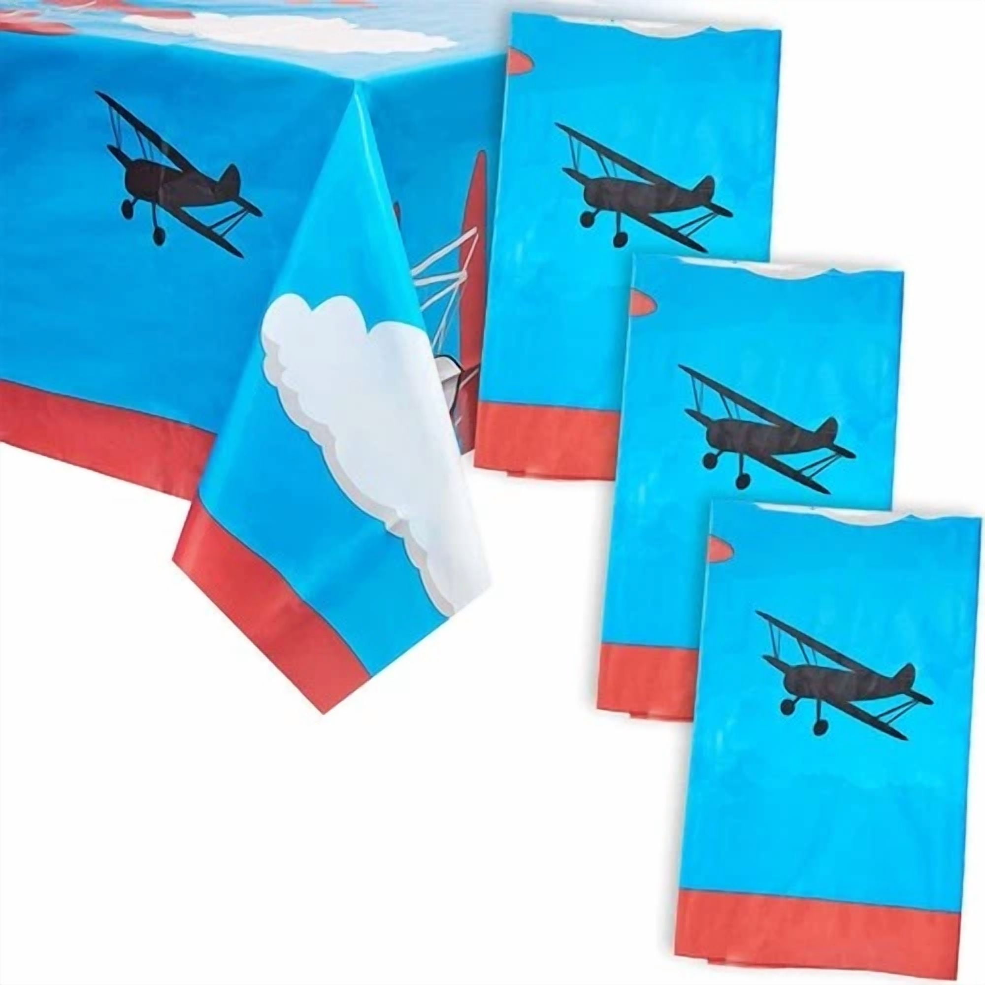 ELARA- Juvale Airplane Plastic Rectangle Party Table Cloth Cover (3 ...