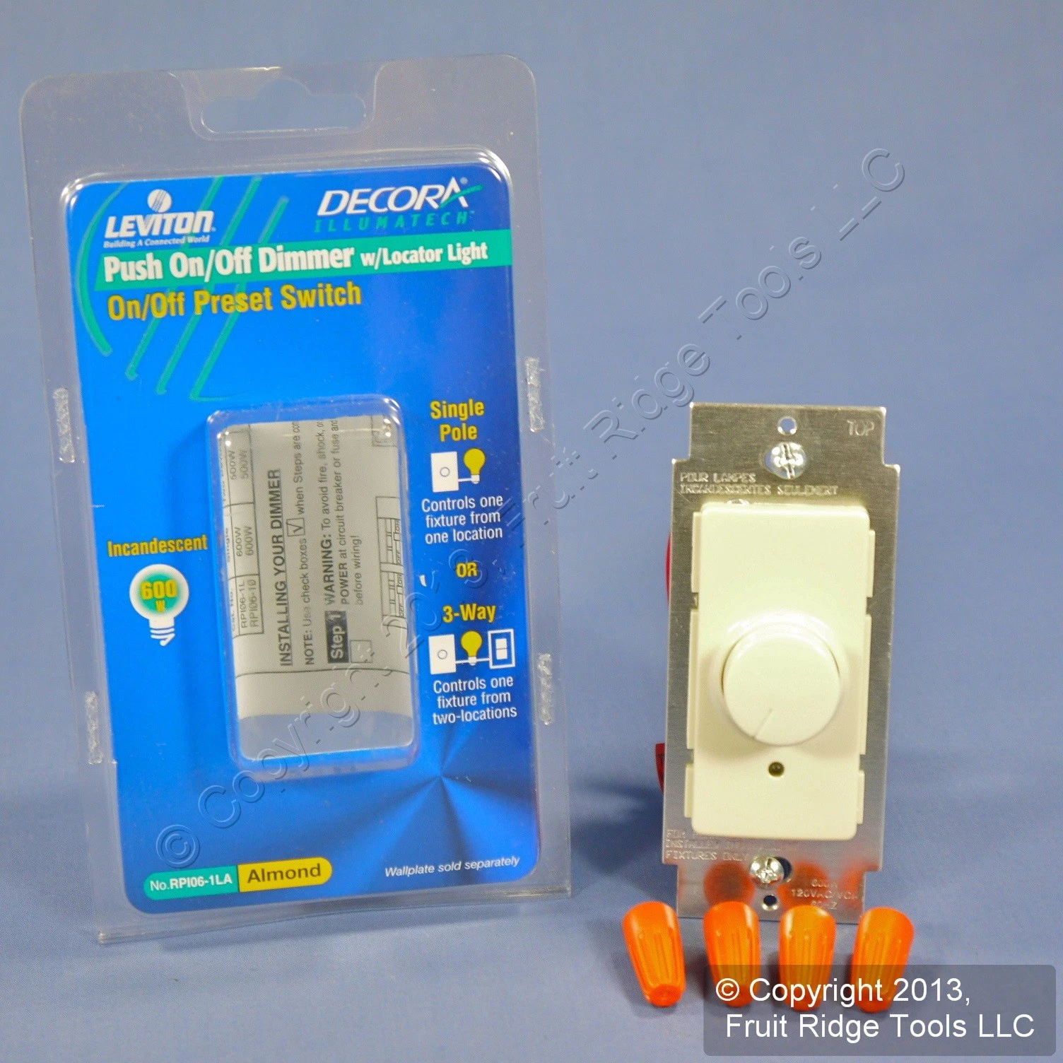 ELARA- Leviton Almond Push On/Off Preset Rotary Dimmer Light Switch 3 ...