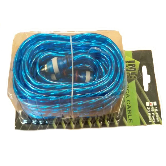 ELARA- New 2 Channel 20 Foot Blue Rca Cable Gold Plated Car Stereo Home ...