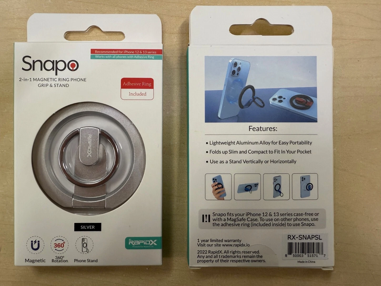 ELARA- New Oem Snapo Aluminum Alloy 2 In 1 Magnetic Magsafe Ring Phone ...