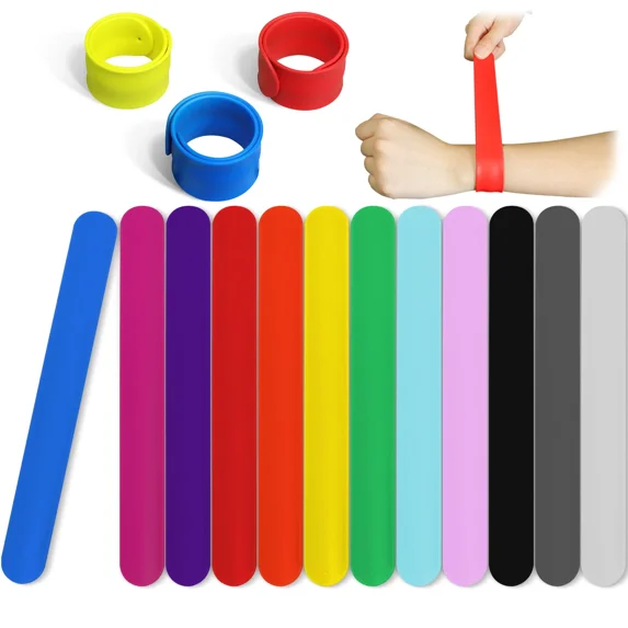 ELARA- Novelty Place 12Pcs Silicone Rainbow Slap Bracelets Party Wrist Strap - Walmart.com