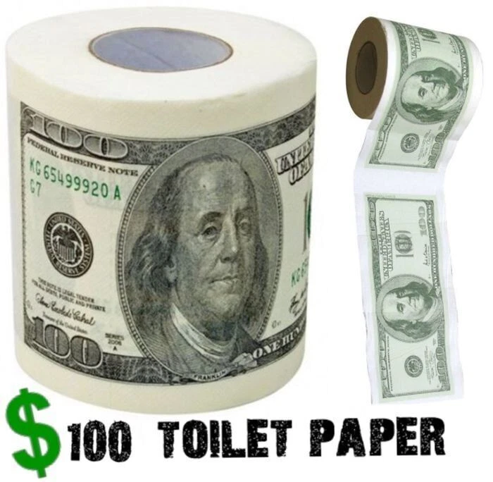 ELARA- One Hundred Dollar Bill Toilet Paper Money Roll 100 - Novelty ...