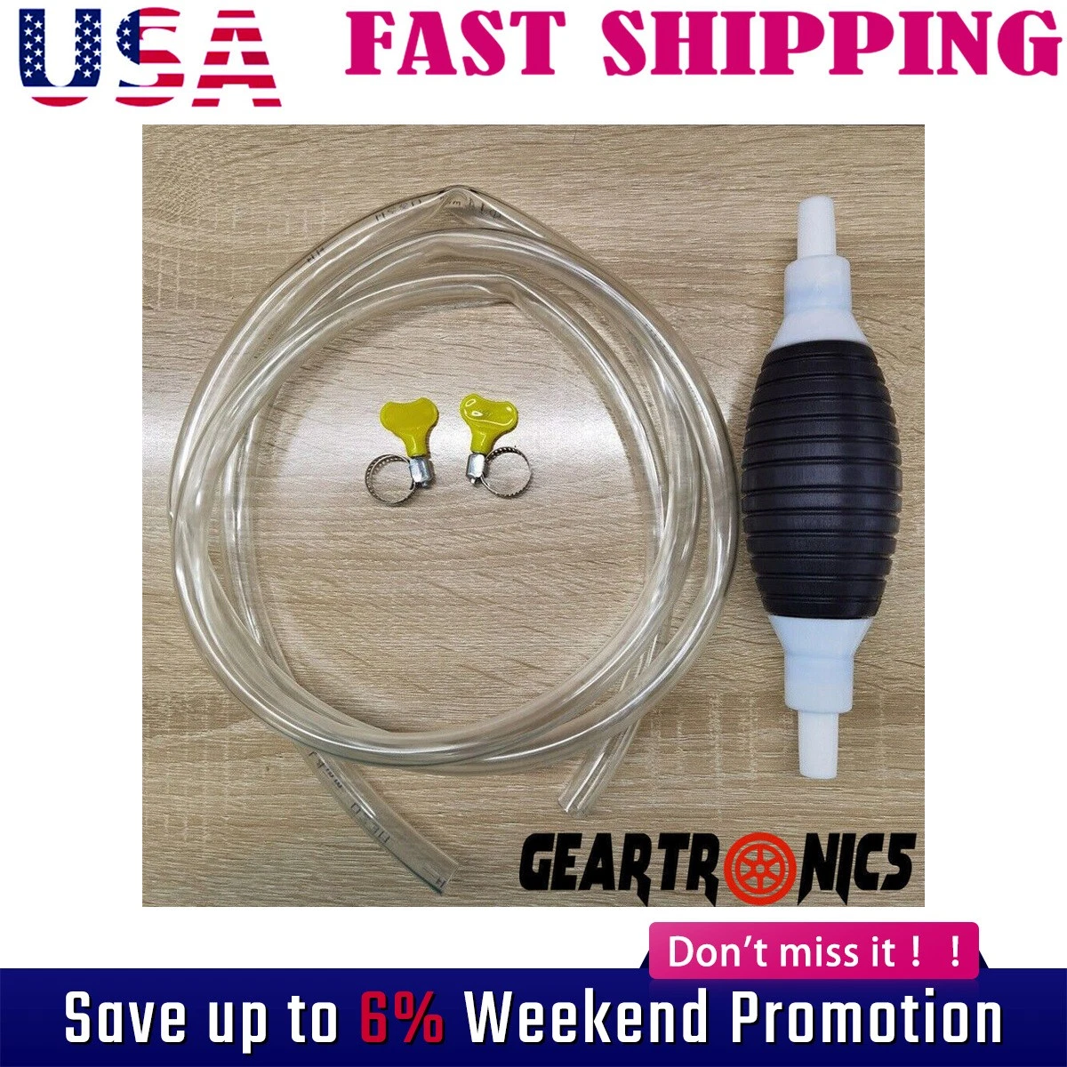 ELARA- Portable Manual Car Siphon Pump Fuel Gas Transfer Oil Liquid ...