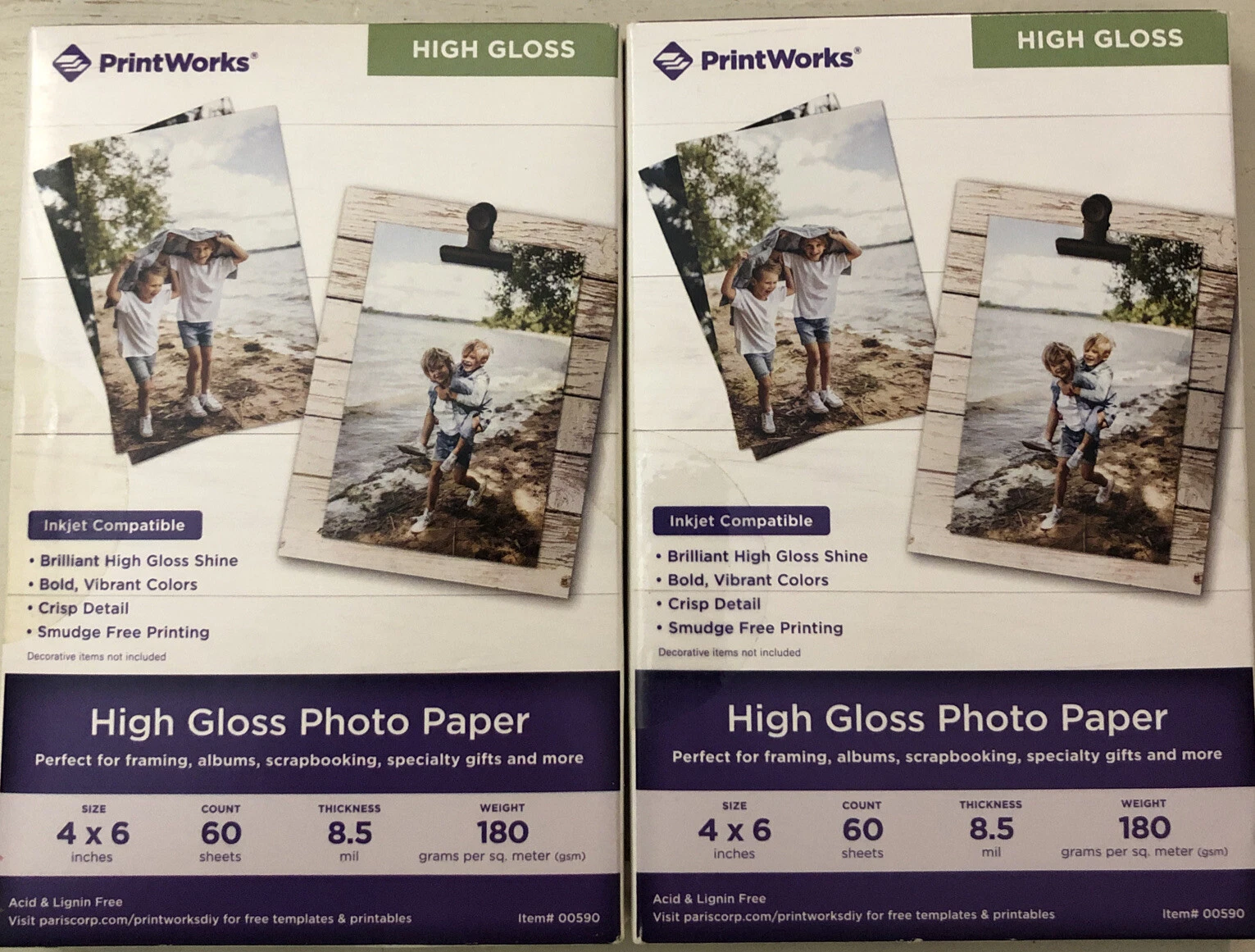 ELARA- Print Works High Gloss Photo Paper. 60 Sheets 8.5Mil 4X6 (Lot Of ...