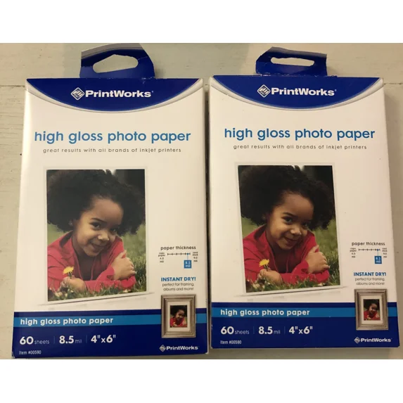 ELARA- Print Works High Gloss Photo Paper. 60 Sheets 8.5Mil 4X6 (Lot Of ...