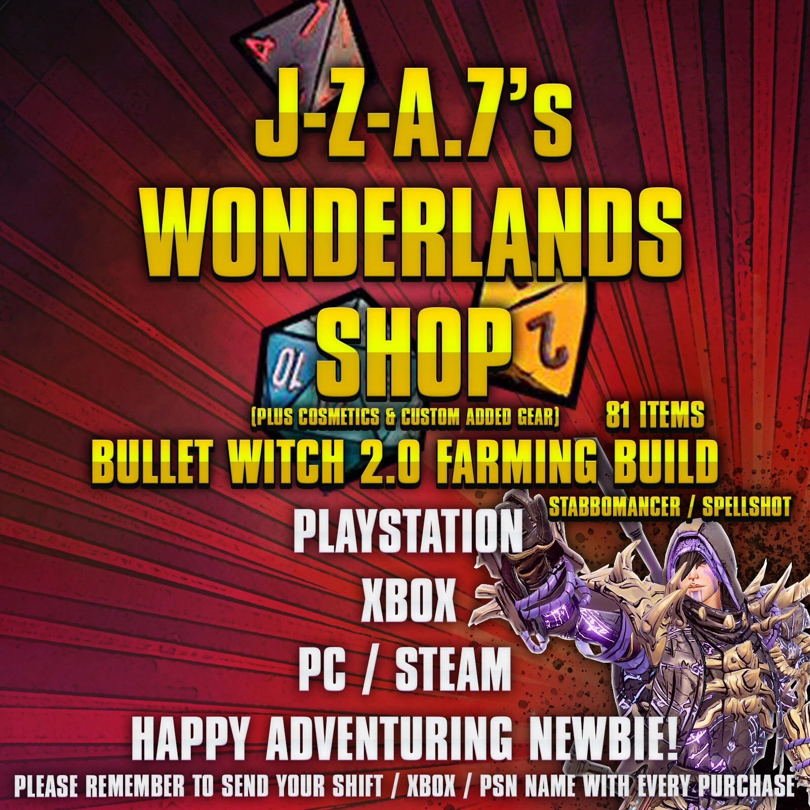 ELARA- Ps/Xbox/Pc Tiny Tina'S Wonderlands Ascended Bullet Witch 2.0 ...