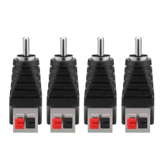 ELARA- Rca To Speaker Wires Adapter, 4Pcs Rca Male To Spring Press Type ...