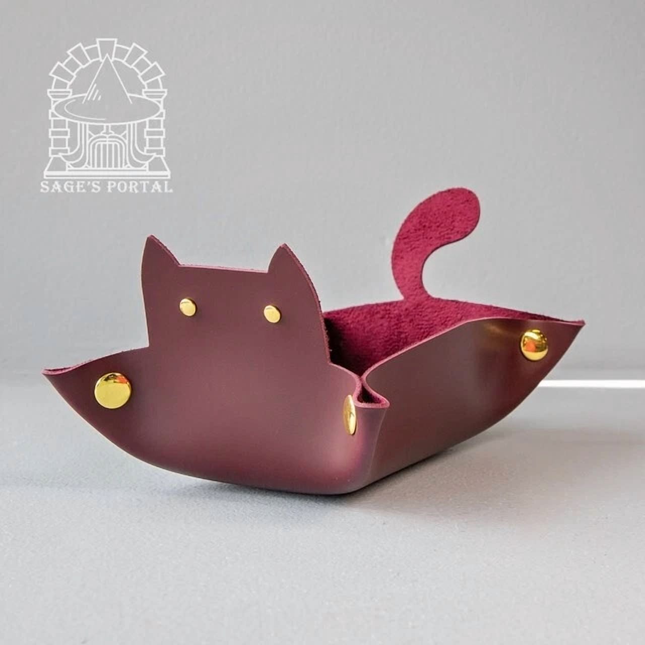 ELARA- Sage'S Burgundy Enchanted Cat Dice Tray | Dnd Dice Tray Ttrpg ...