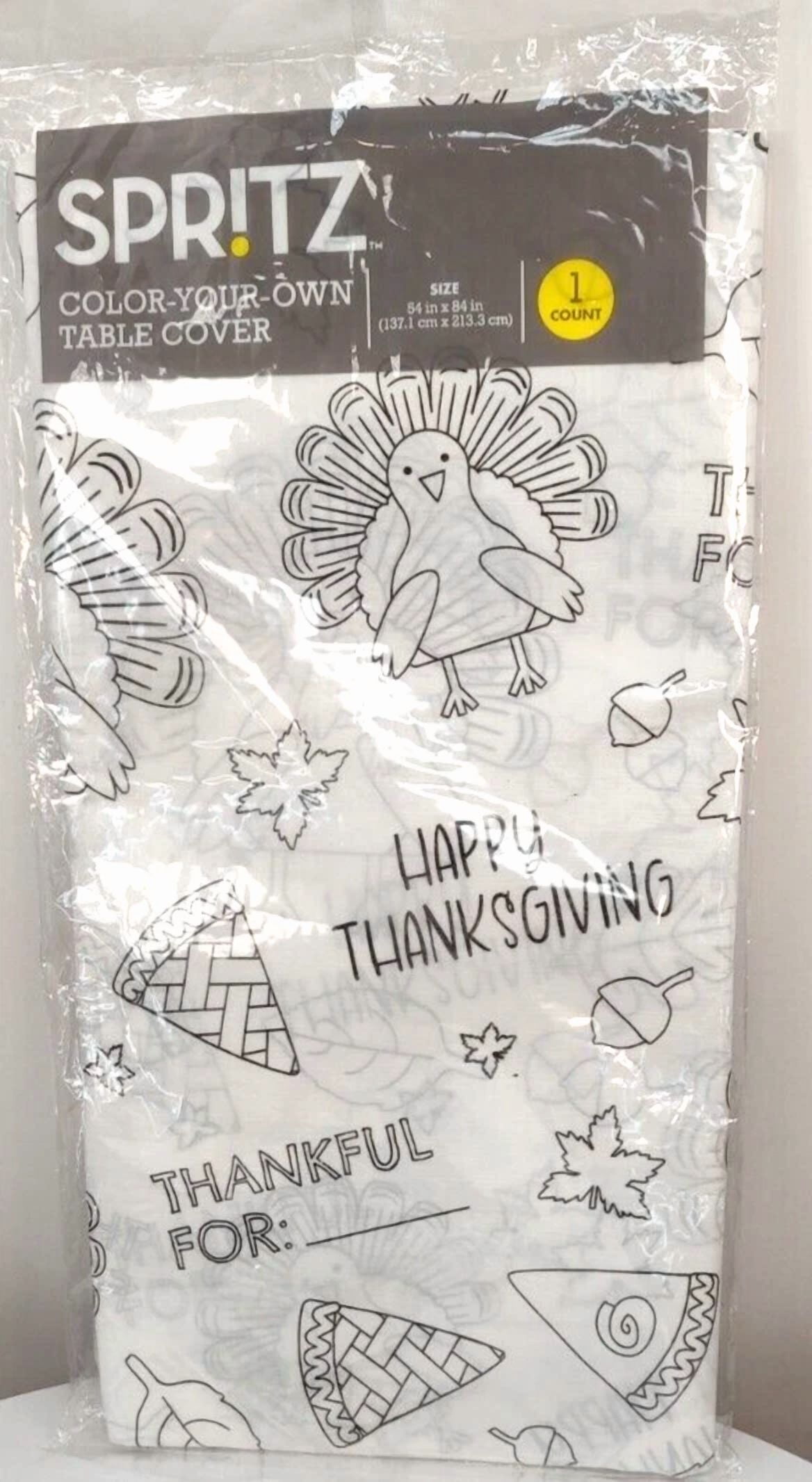 ELARA- Spritz Thanksgiving Tablecloth Turkey Party Color Your Own Paper ...