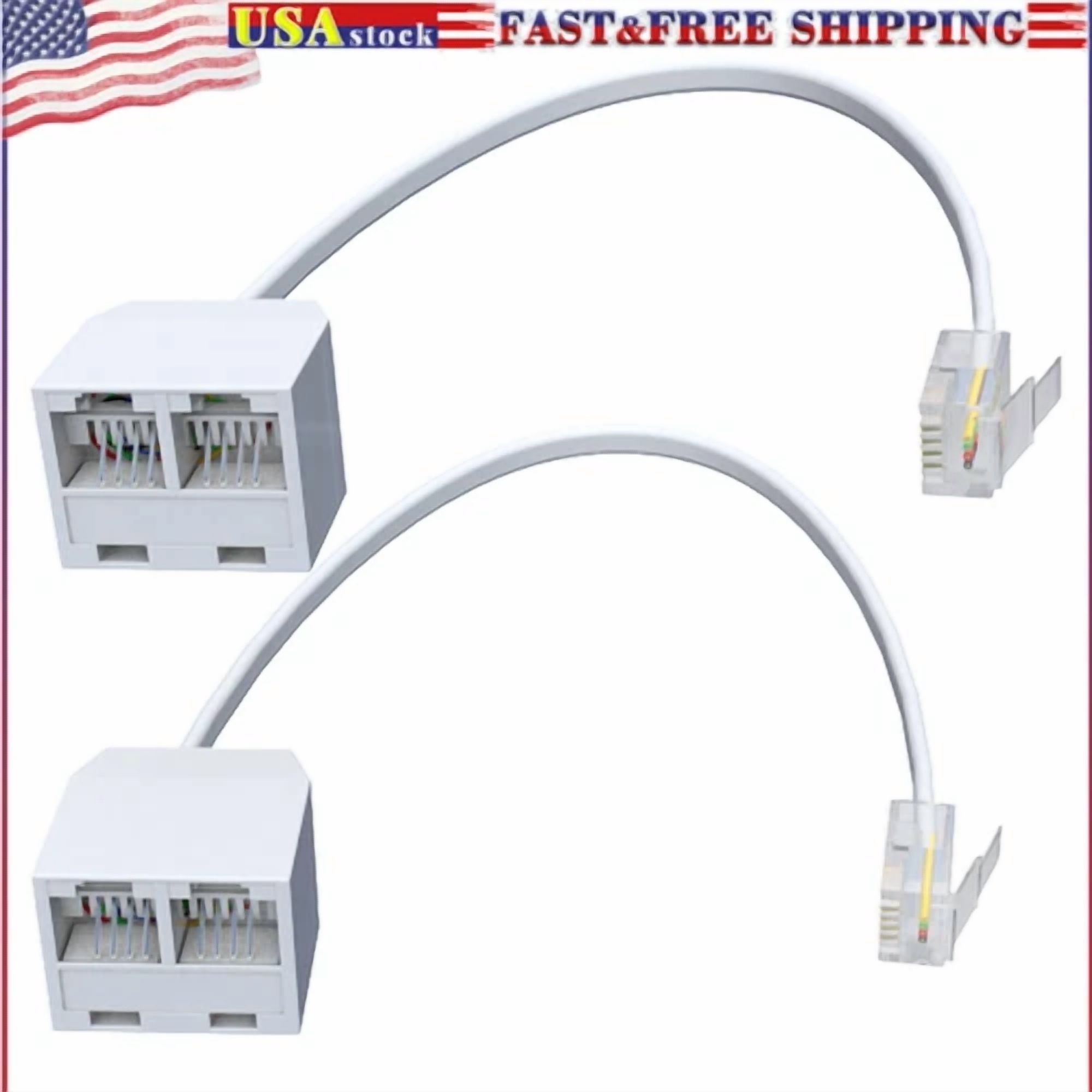 ELARA- Two Way Telephone Splitters Rj11 Male To Dual Female Cable 6P4C ...