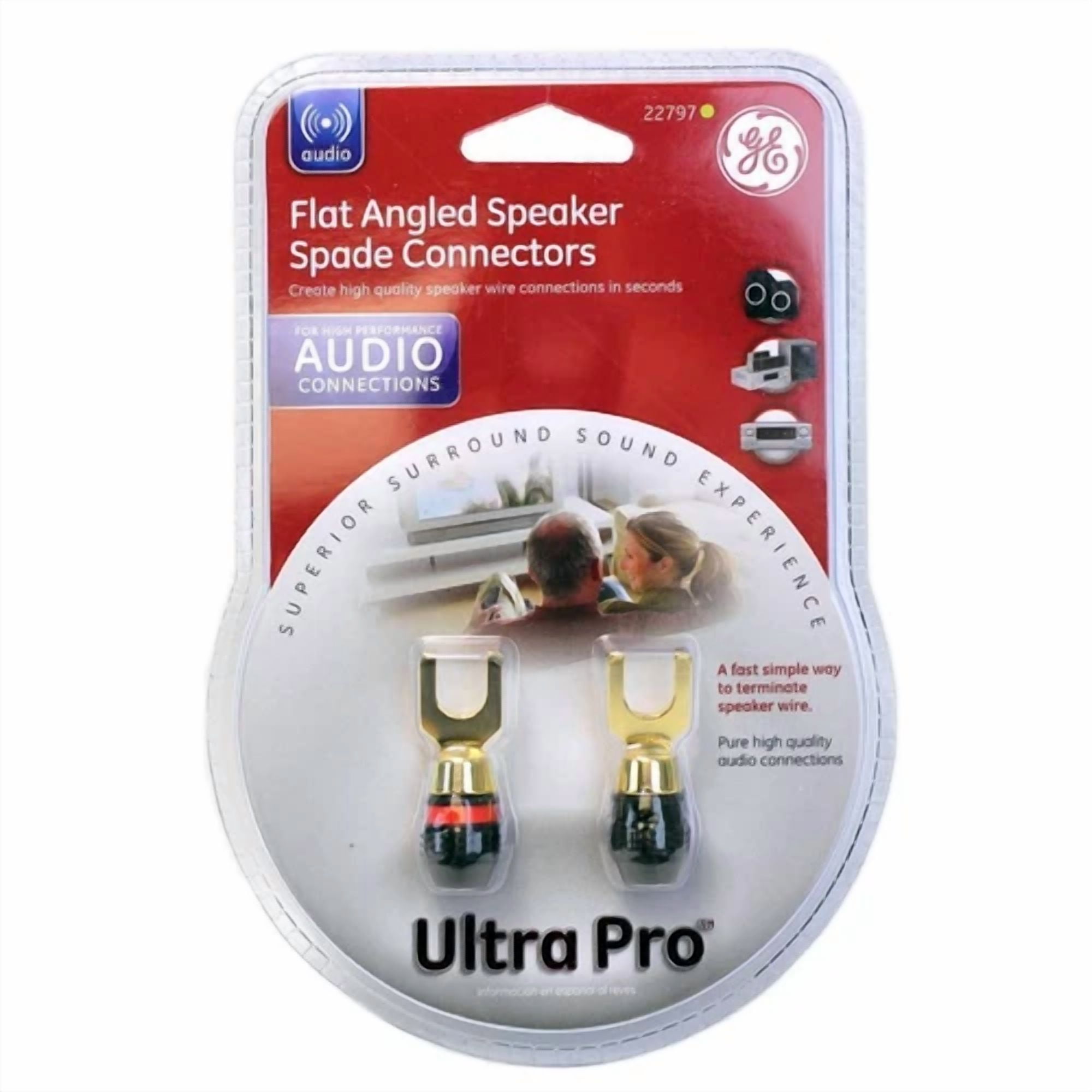 ELARA- Ultra Pro Flat Angled Speaker Wire Cable Spade Fork Brass Gold ...