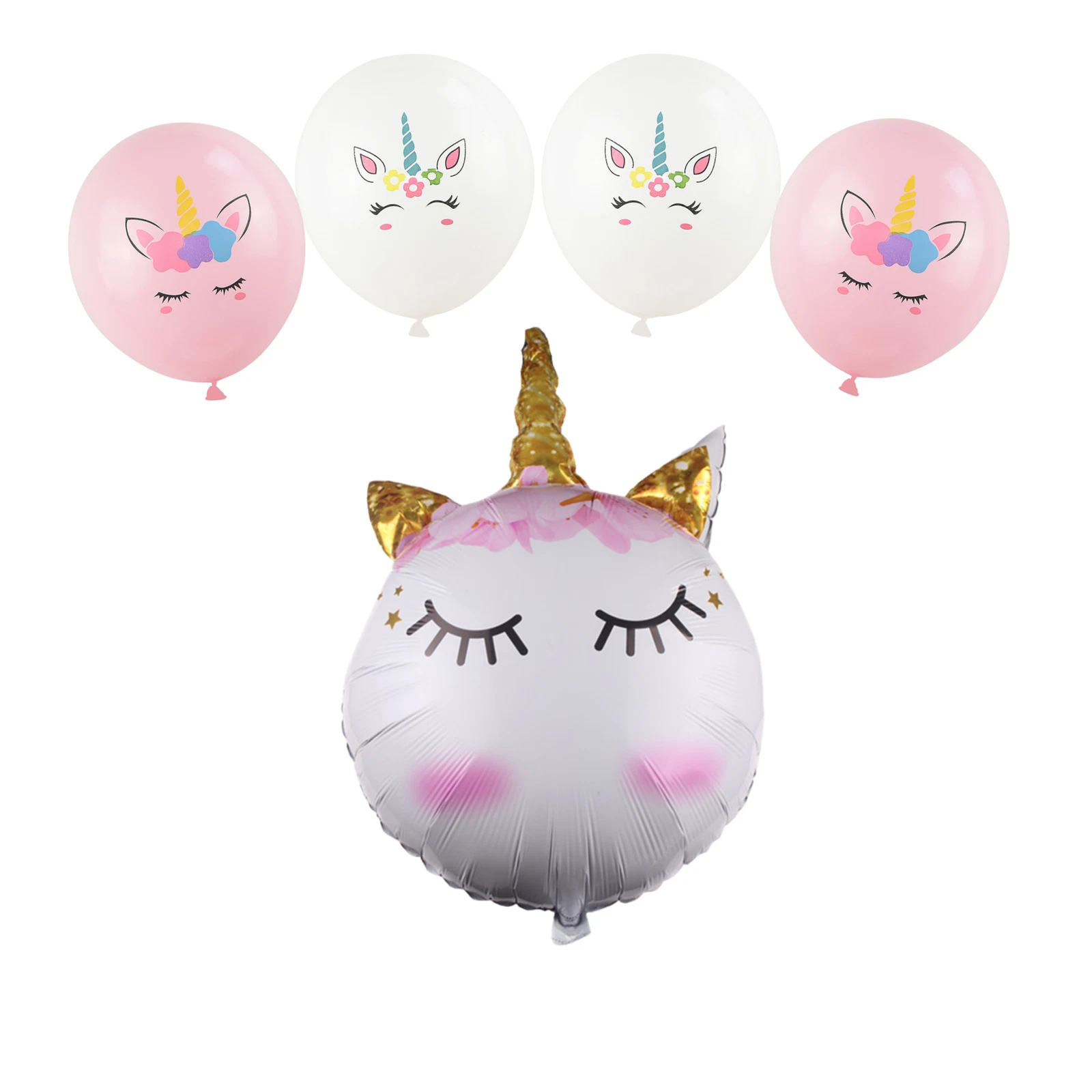 ELARA- Unicorn Balloon Set Pink Blush Mylar Latex Unicorn Balloons ...