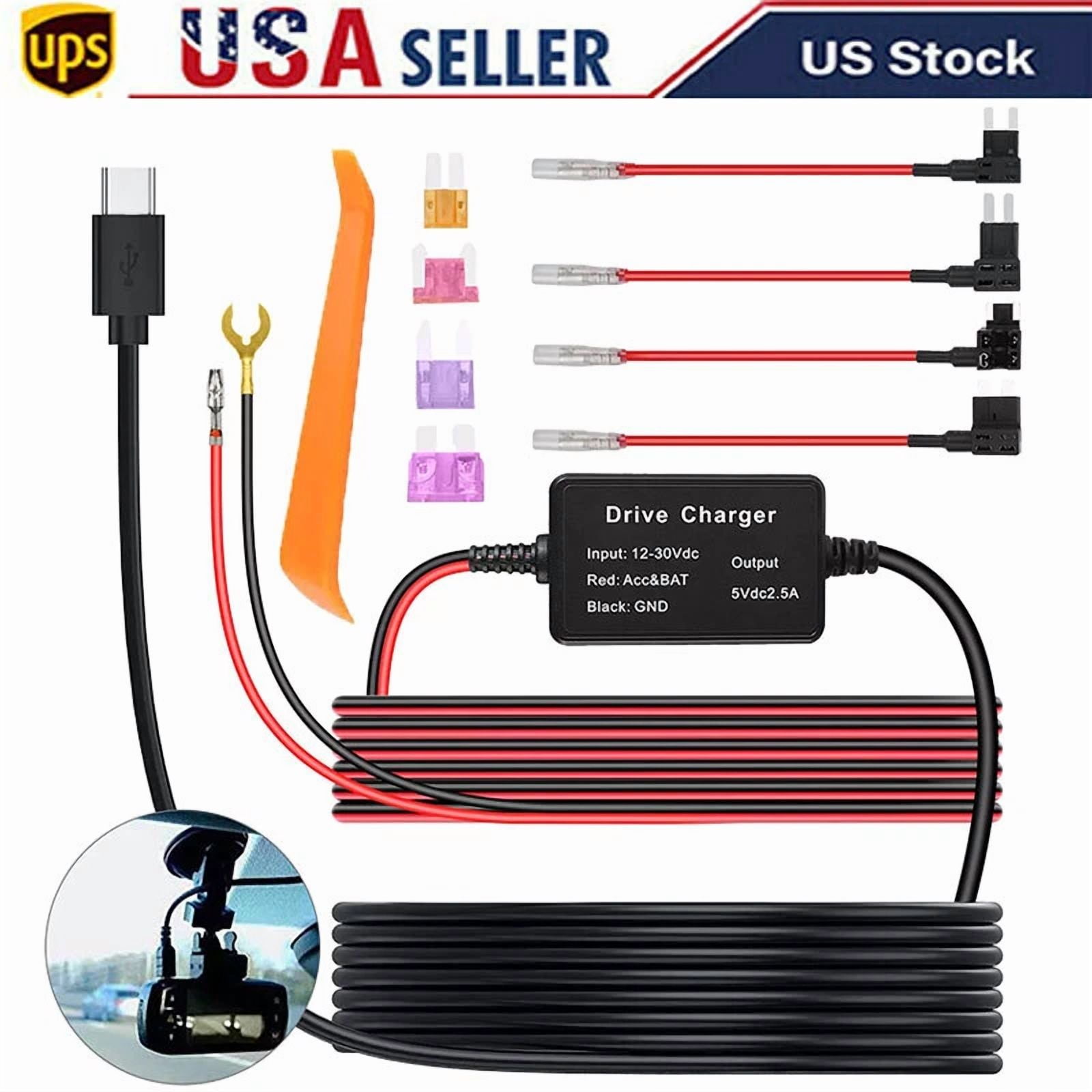 ELARA- Universal Dash Cam Hardwire Kit Mini Type C Hard Wire Cable Fuse ...