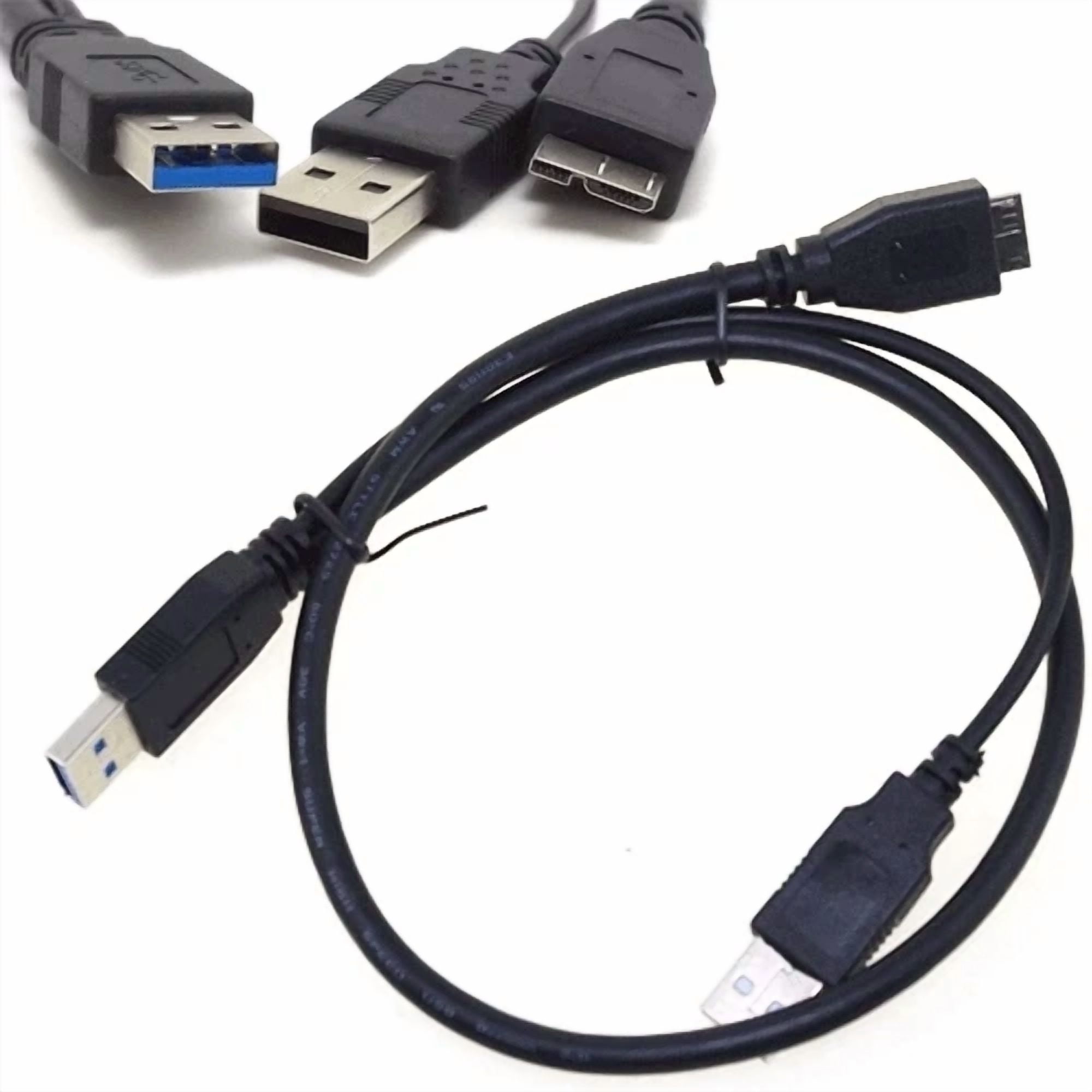 ELARA- Usb 3.0 A Male To Micro Usb 3 Y Cable With Extra Usb Power For 2 ...