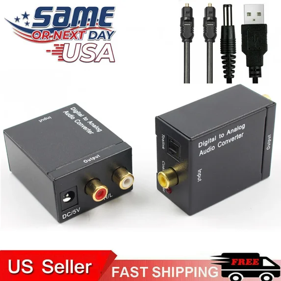 ELARA- With Fiber Cable Digital Optical Coax To Analog Rca L/R Audio ...
