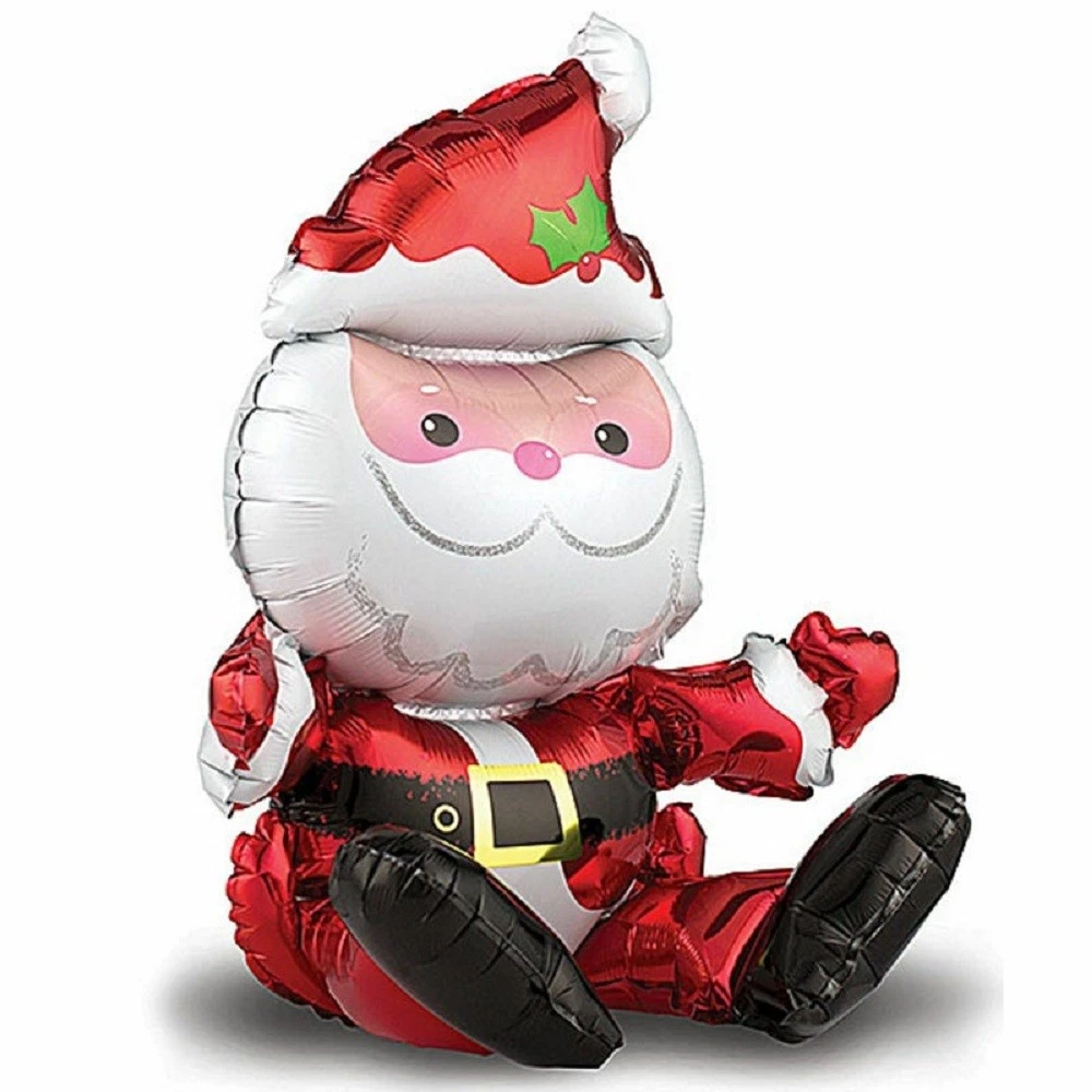 ELARA- Xl 21" Sitting Santa Mylar Foil Balloon Christmas Holiday Party ...