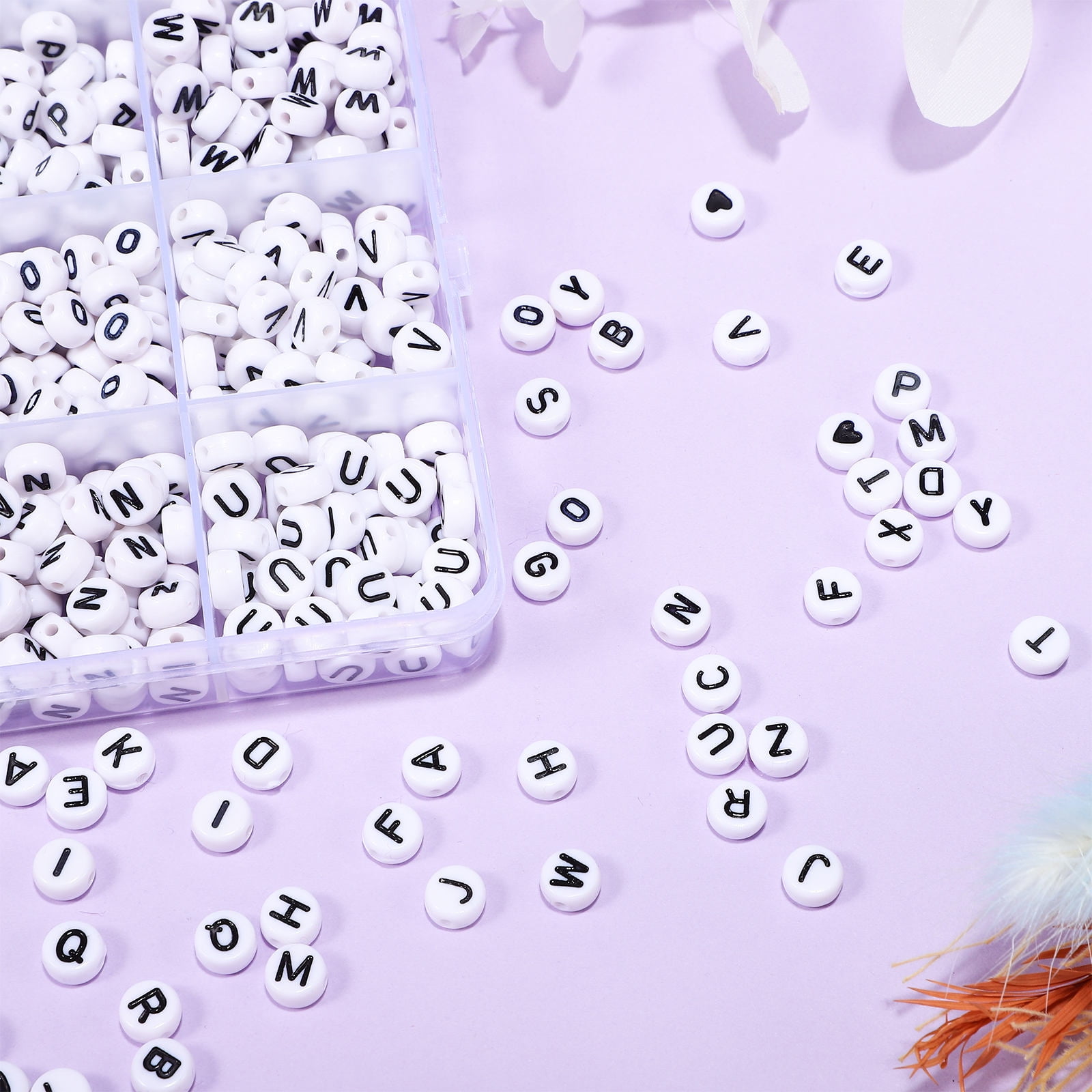 ELAYARD 1 Box Alphabet Letter Beads Trendy Beads for DIY Jewelry and ...