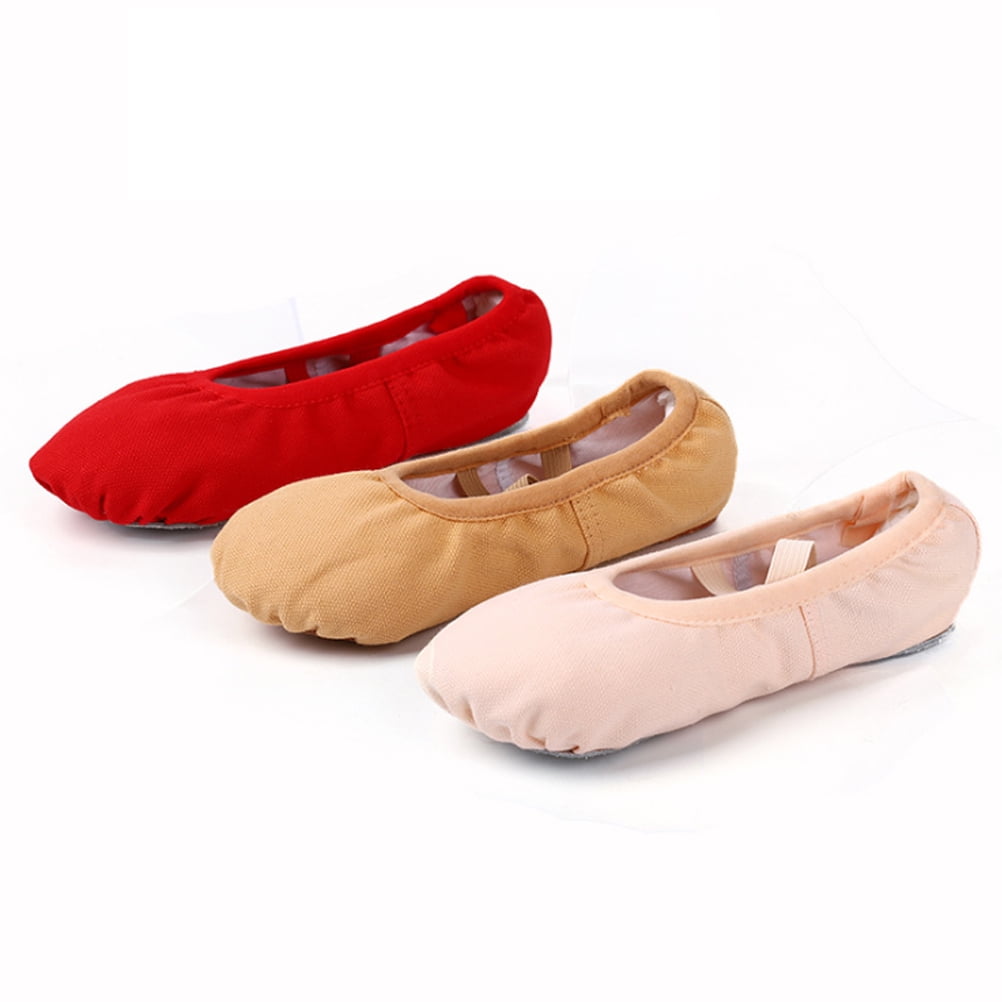 ELAYARD 1 Pair Red Ballet Slippers for Girls Simple Design Leather ...