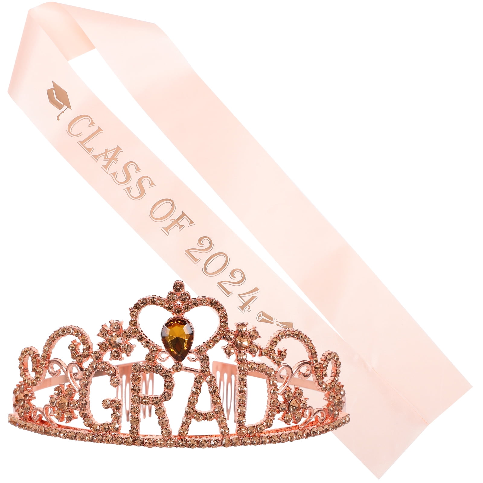 ELAYARD 1 Set Graduation Sash and Crown for Graduation Party and ...