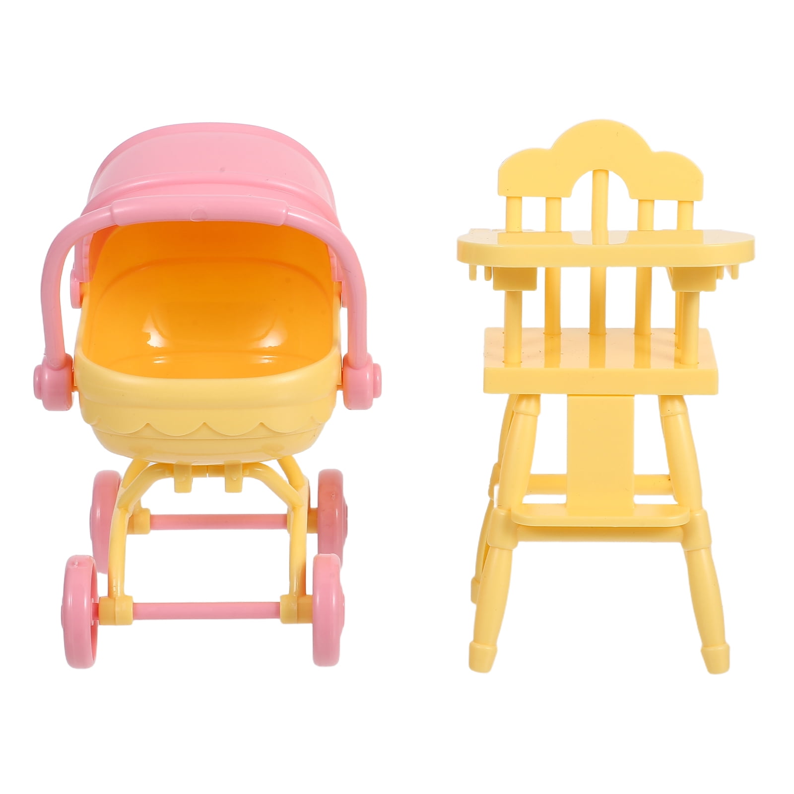 ELAYARD Plastic Doll Stroller Dollhouse Furniture Yellow ABS 2Pcs ...