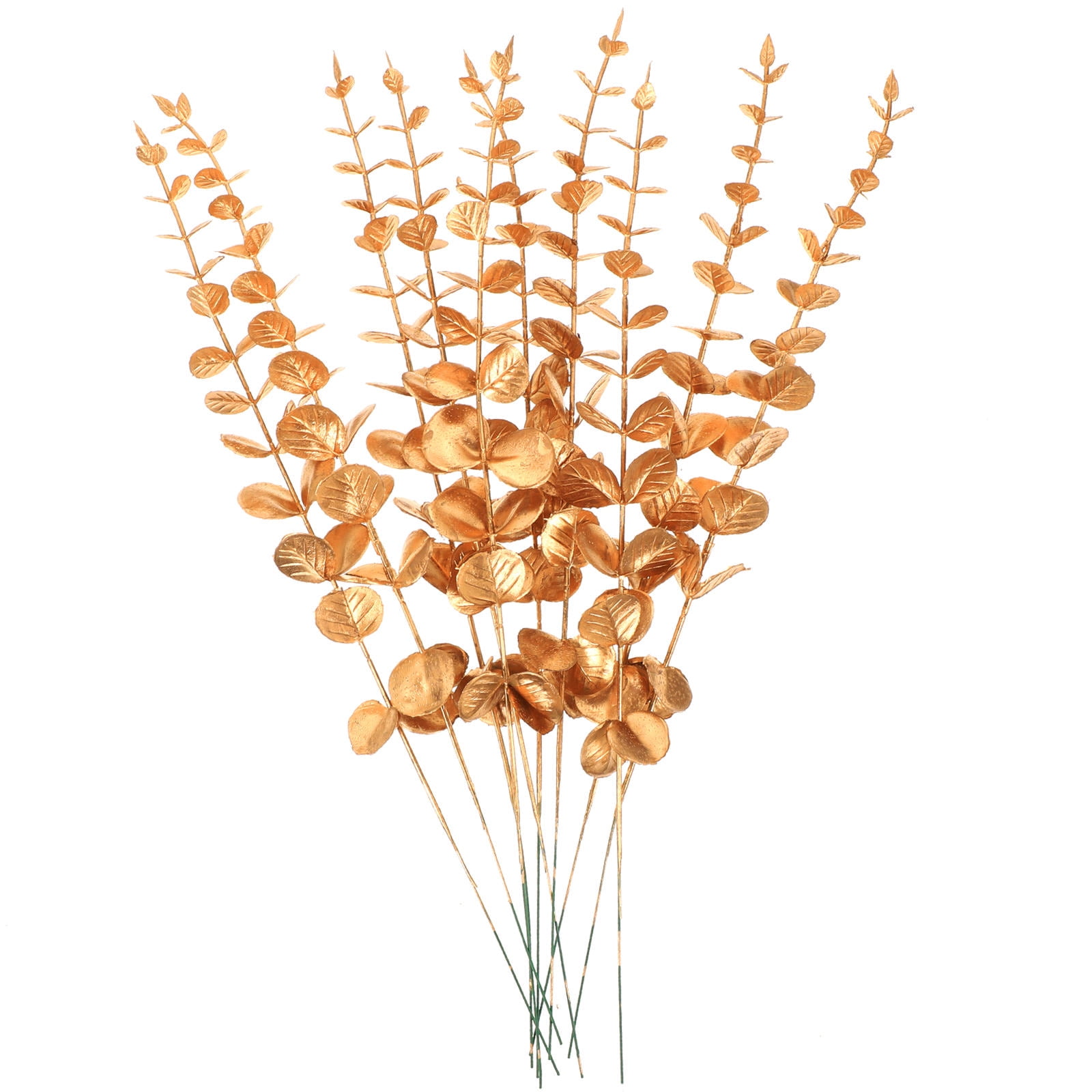 ELAYARD 10Pcs Simulation Eucalyptus Stems with Golden Leaves Realistic ...