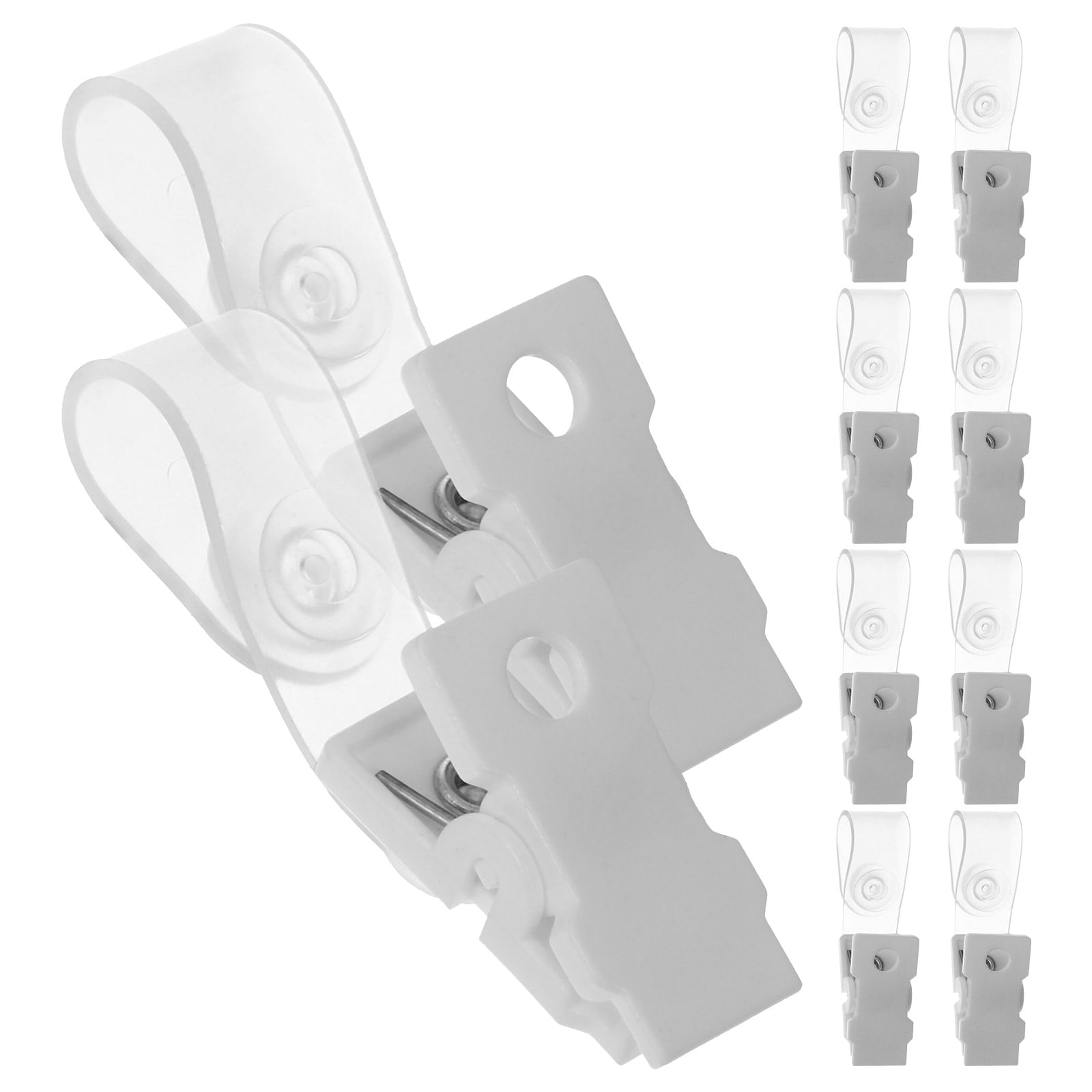 ELAYARD 100Set Cute Small Badge Clips White Universal for ID Cards Tags ...