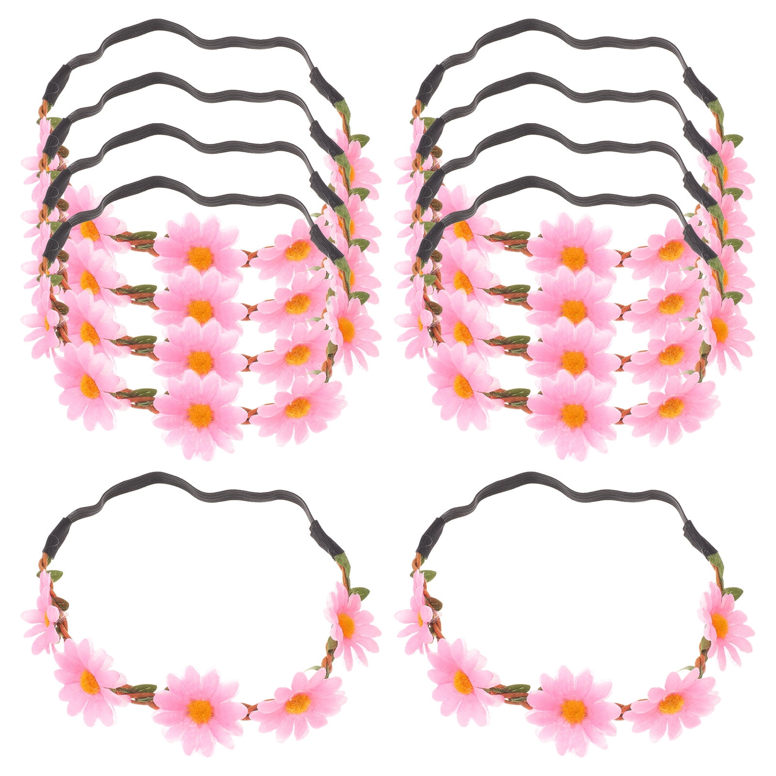 ELAYARD 10Pcs Adjustable Pink Daisy Hairbands Handmade Floral Wreaths ...
