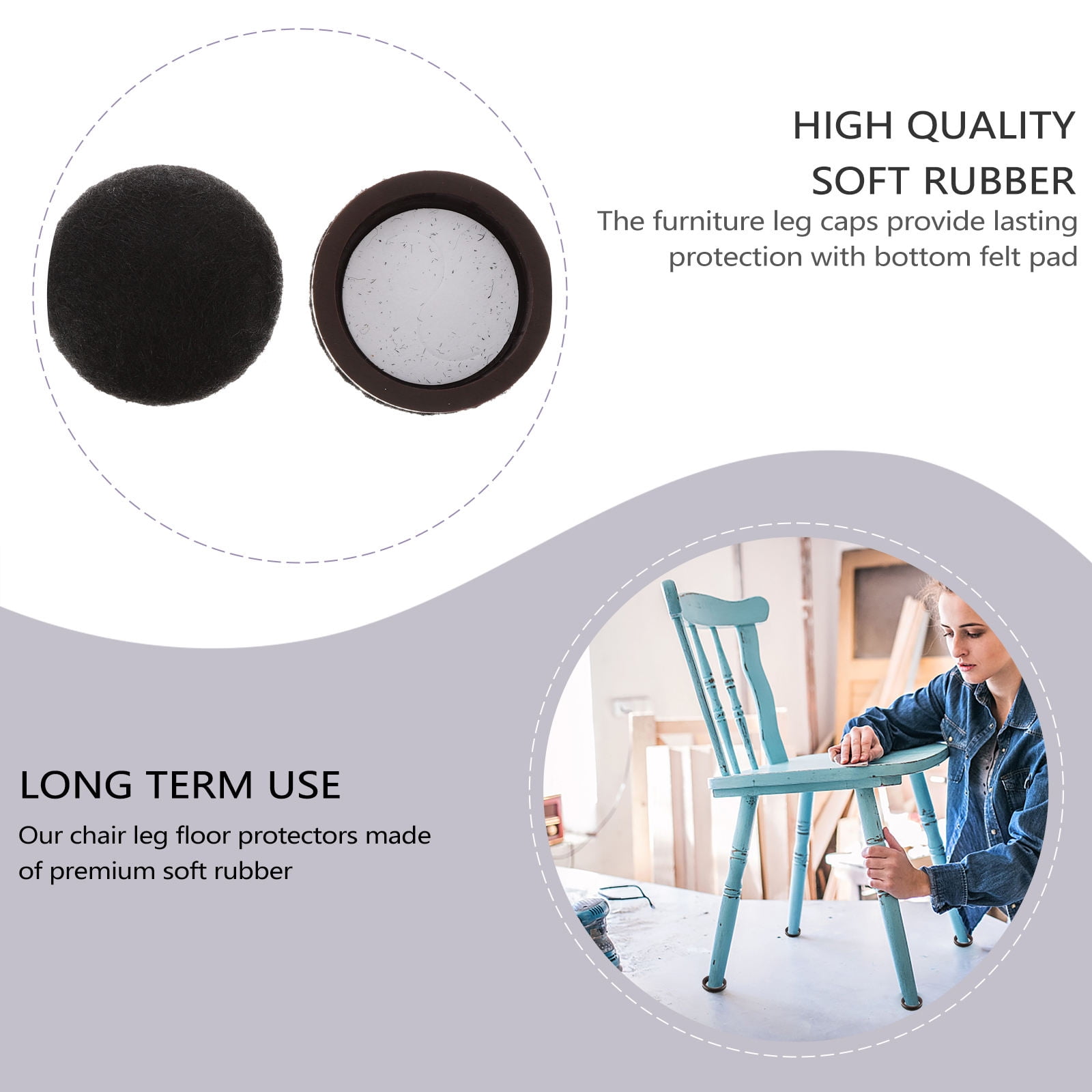 ELAYARD 16Pcs Black Round Furniture Rubber Protection Covers for Padded ...