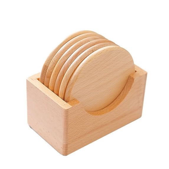 ELAYARD 1PCS Table Cup Coasters Light Brown Wood Vintage Hold Drinks ...