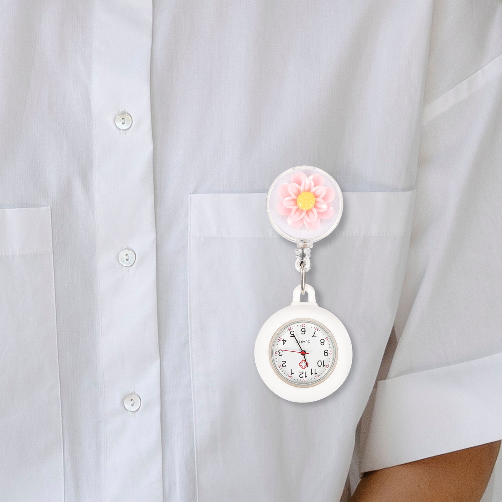 ELAYARD 1Pack Nurse Lapel Pin Fob Watch Pink Quartz Glass Retractable ...